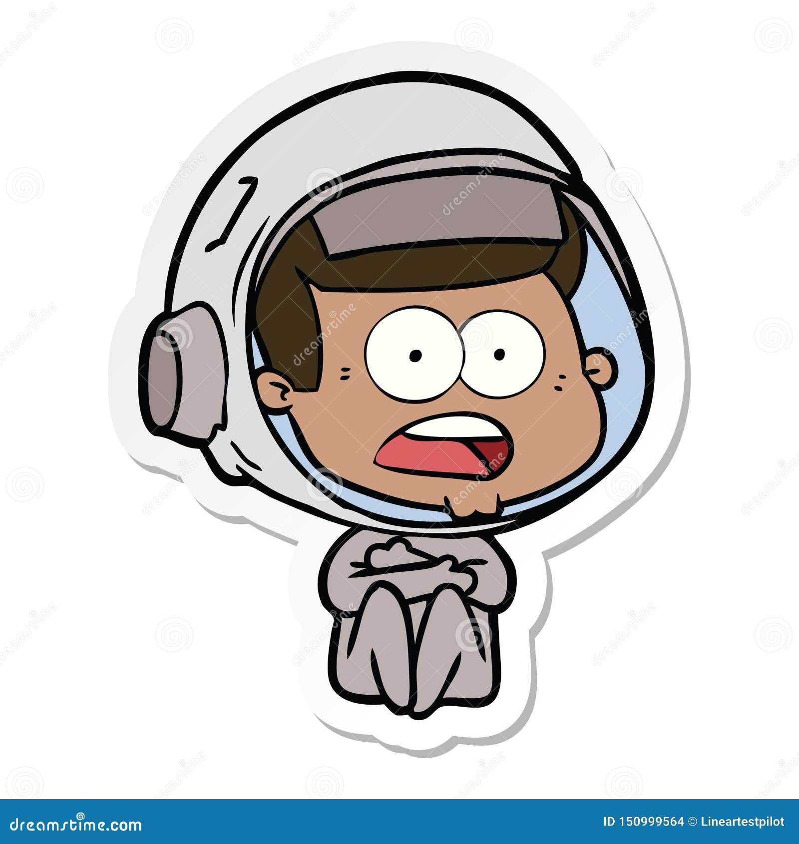A Creative Sticker of a Cartoon Surprised Astronaut Stock Vector ...