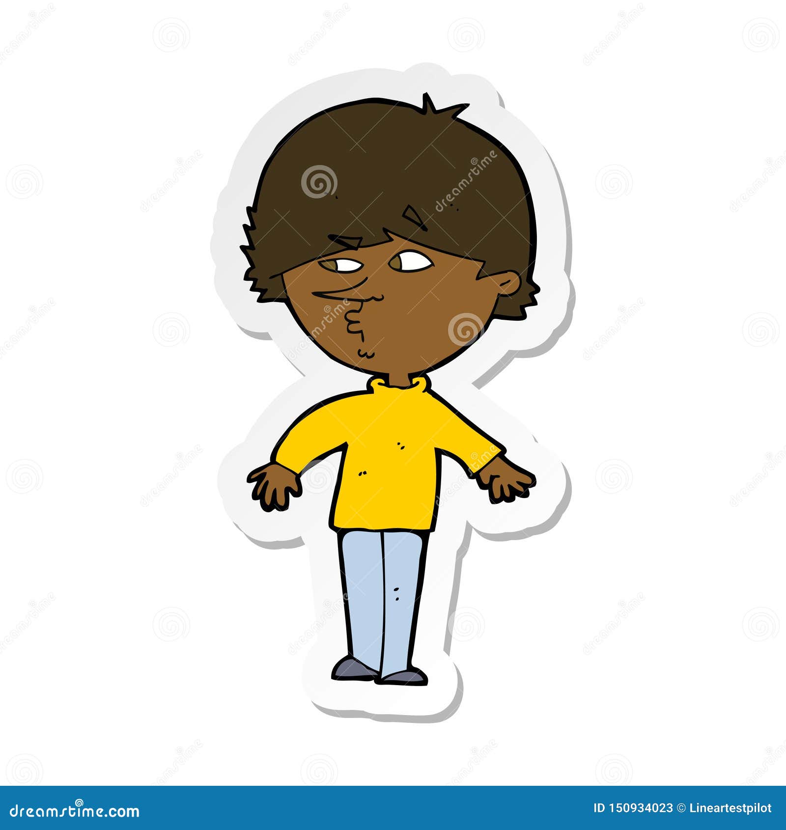 A Creative Sticker of a Cartoon Suspicious Man Looking Over Shoulder ...