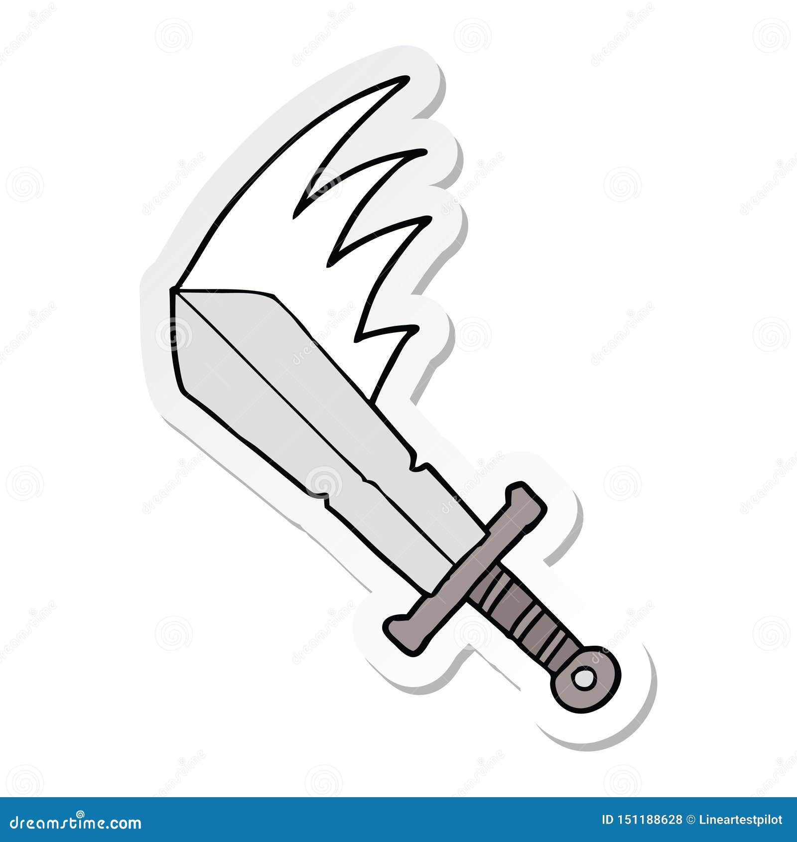 A Creative Sticker of a Cartoon Swinging Sword Stock Vector ...