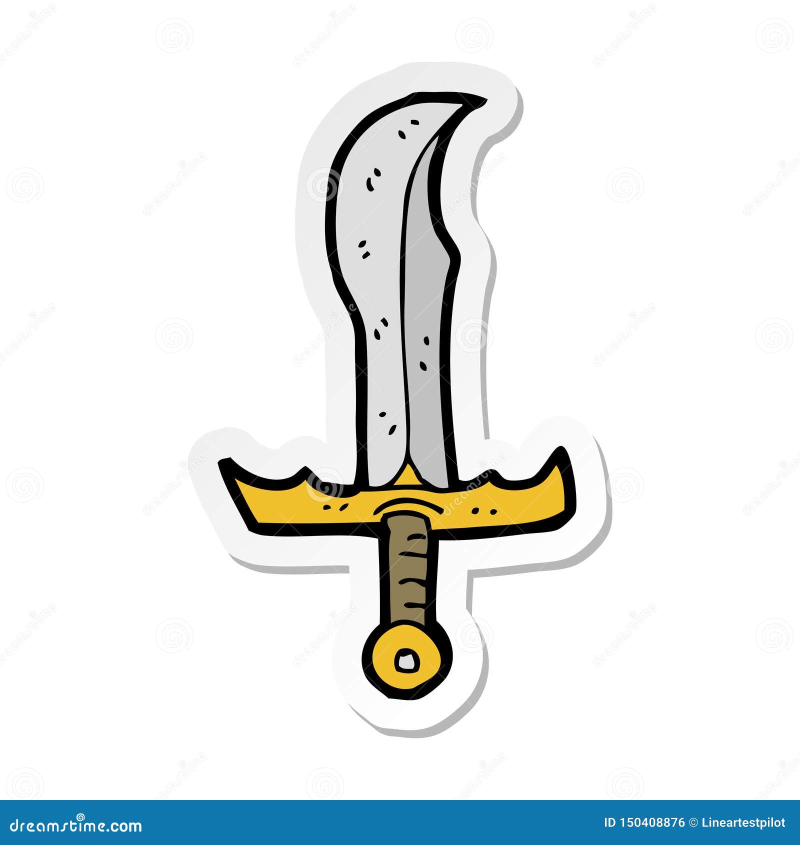 Sticker of a cartoon sword stock vector. Illustration of drawn - 150408876