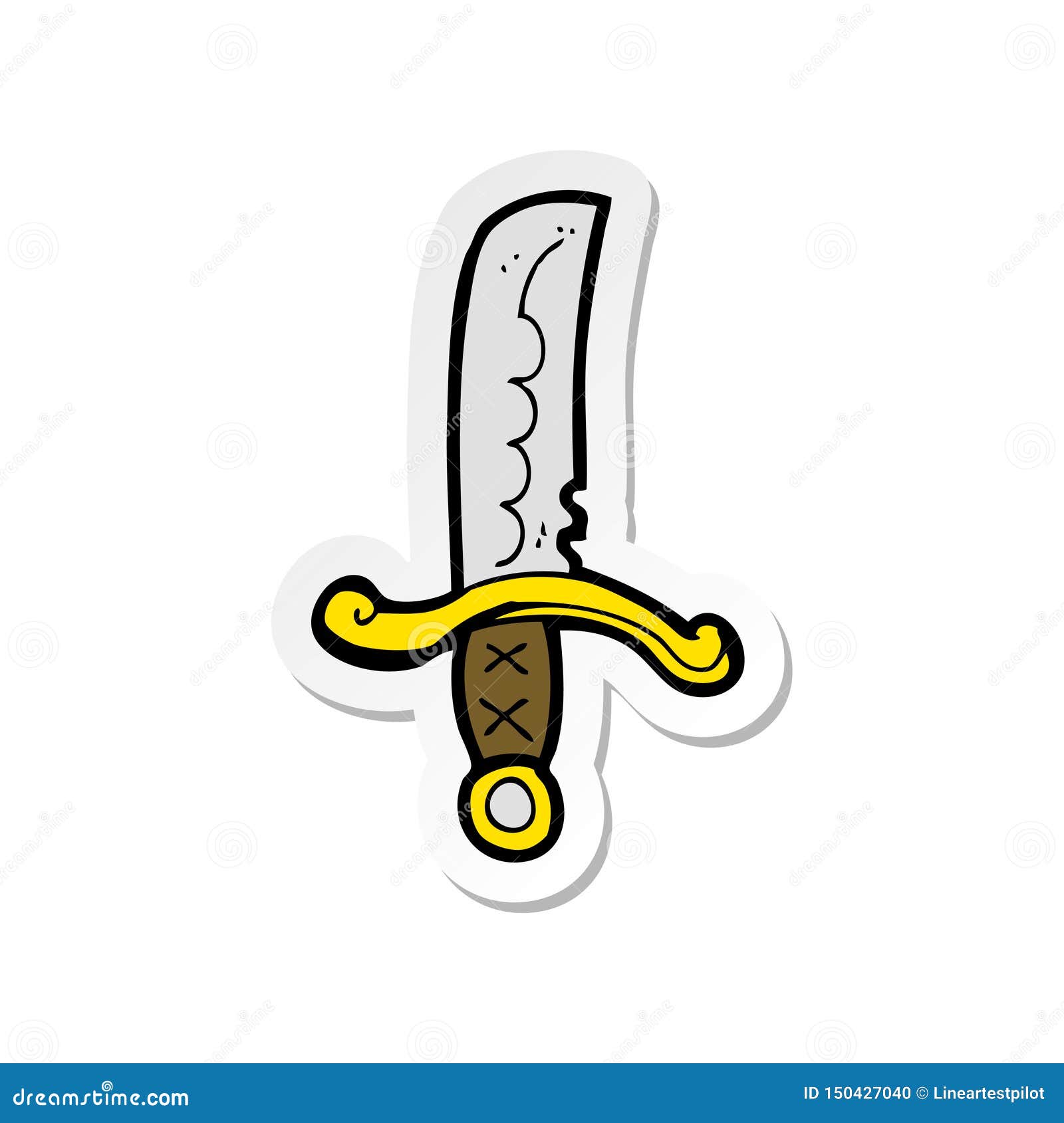 Sticker of a cartoon sword stock vector. Illustration of drawn - 150427040
