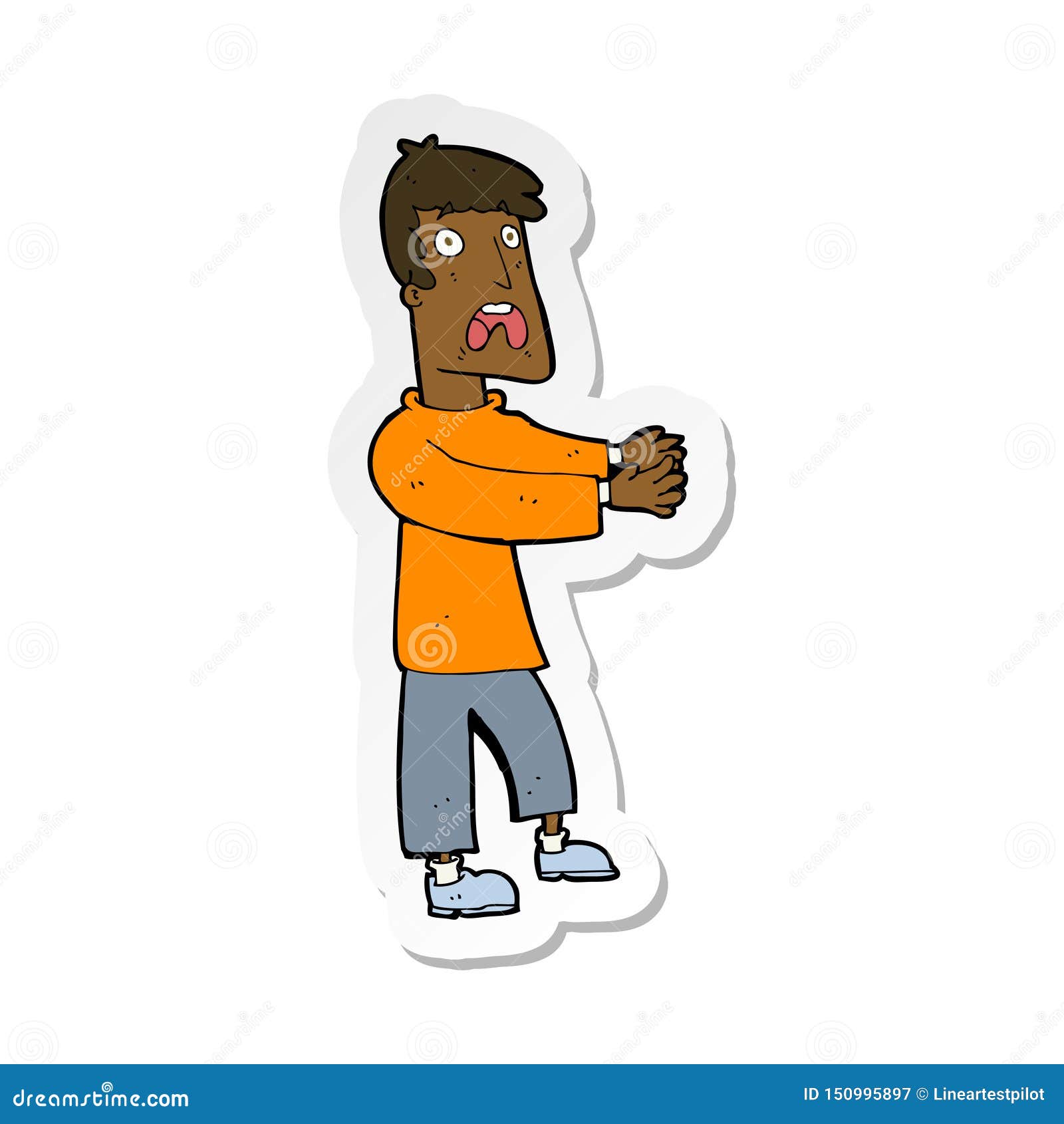 A Creative Sticker of a Cartoon Terrified Man Stock Vector ...