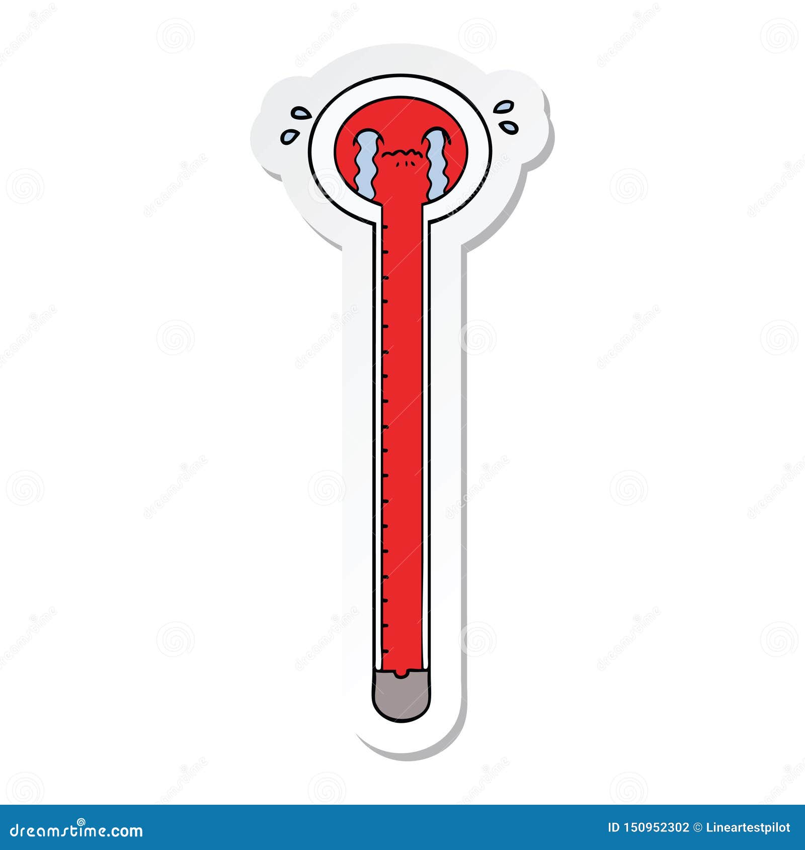 A Creative Sticker of a Cartoon Thermometer Crying Stock Vector ...