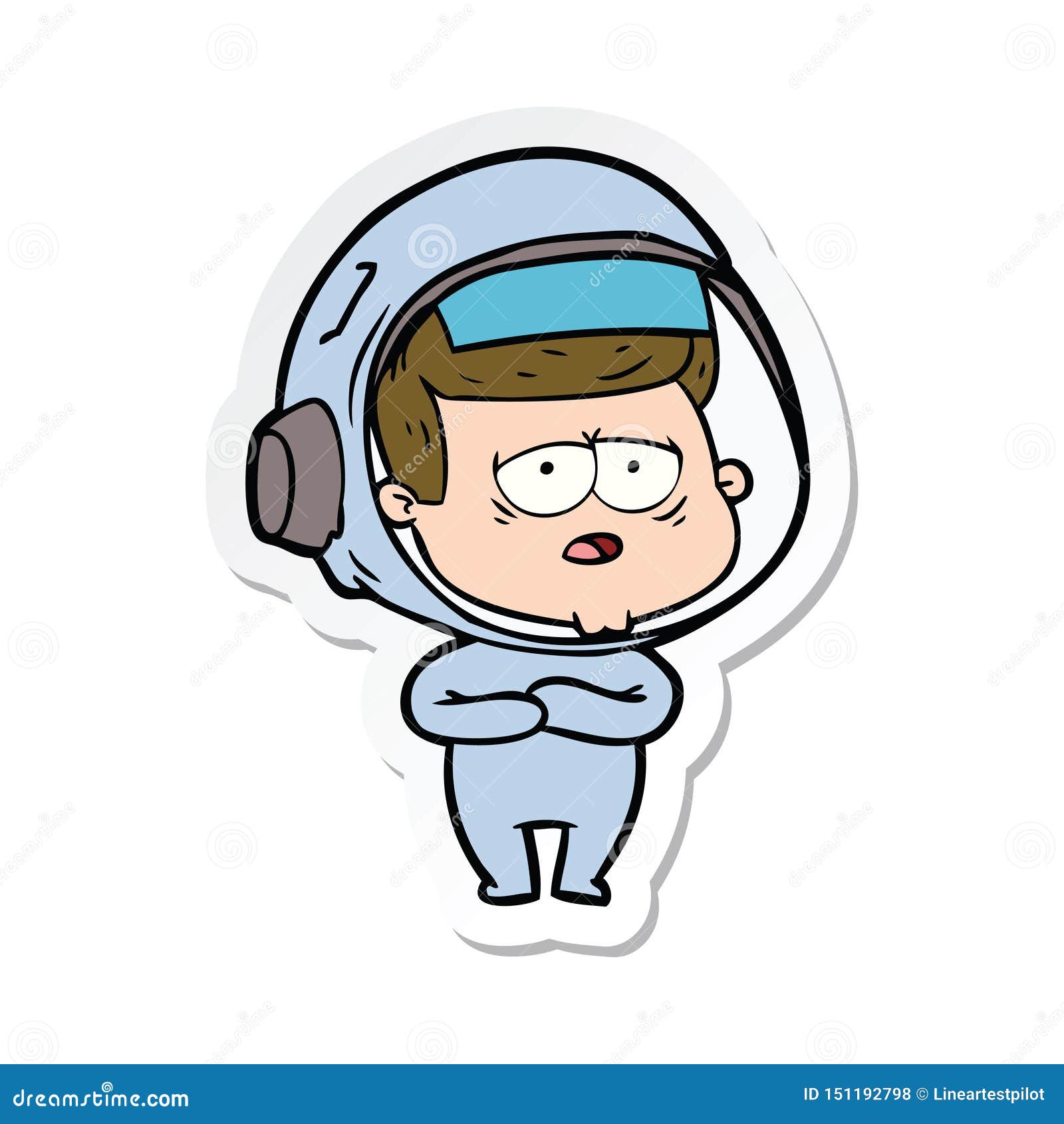 A Creative Sticker of a Cartoon Tired Astronaut Stock Vector ...