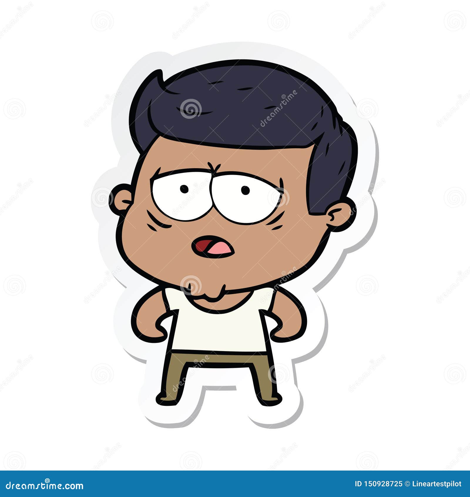 A Creative Sticker of a Cartoon Tired Man Stock Vector - Illustration ...