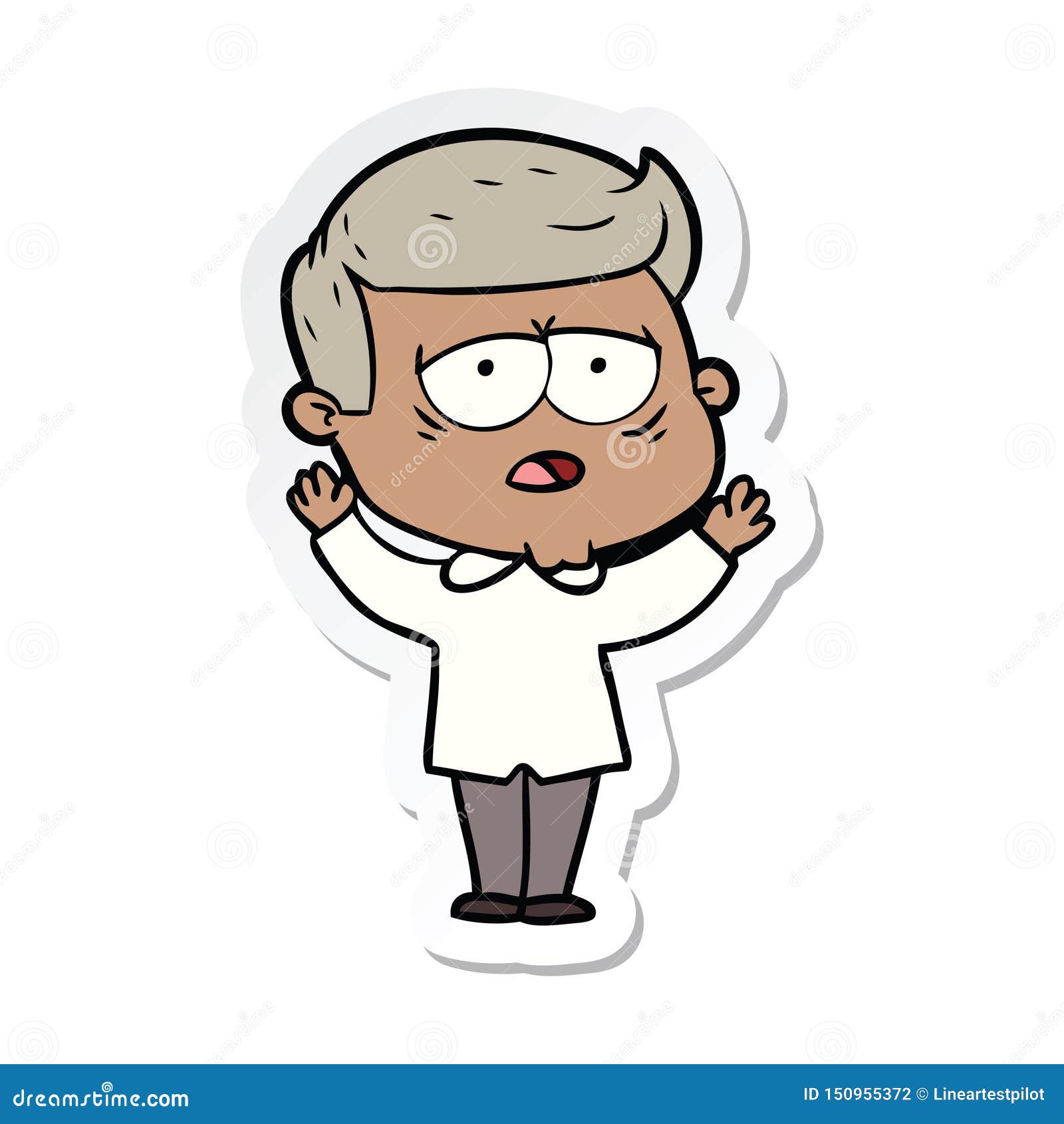 A Creative Sticker of a Cartoon Tired Man Stock Vector - Illustration ...