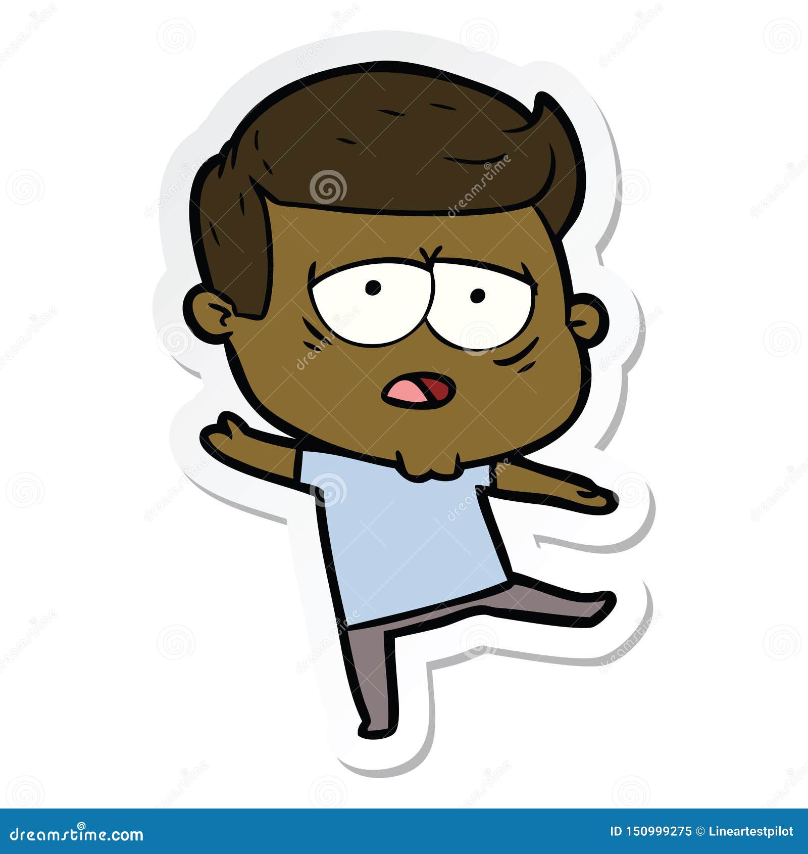 A Creative Sticker of a Cartoon Tired Man Stock Vector - Illustration ...