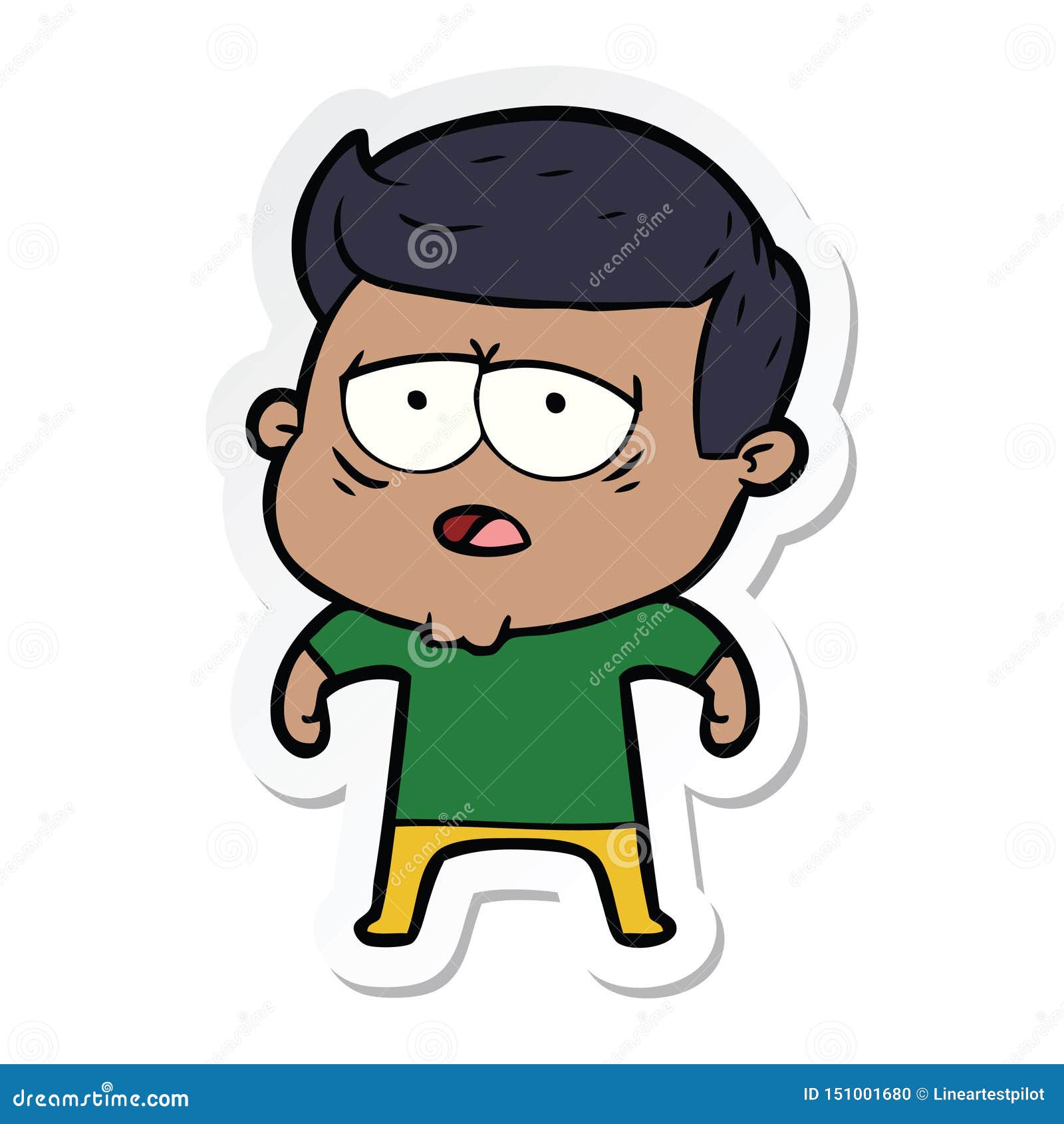 A Creative Sticker of a Cartoon Tired Man Stock Vector - Illustration ...