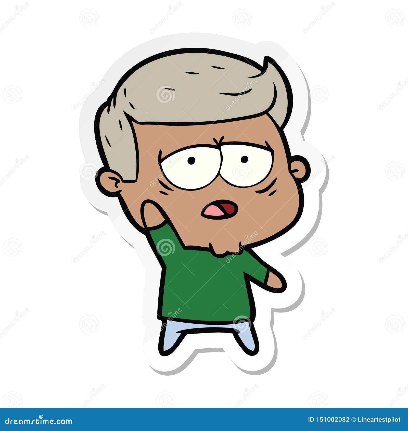 A Creative Sticker of a Cartoon Tired Man Stock Vector - Illustration ...