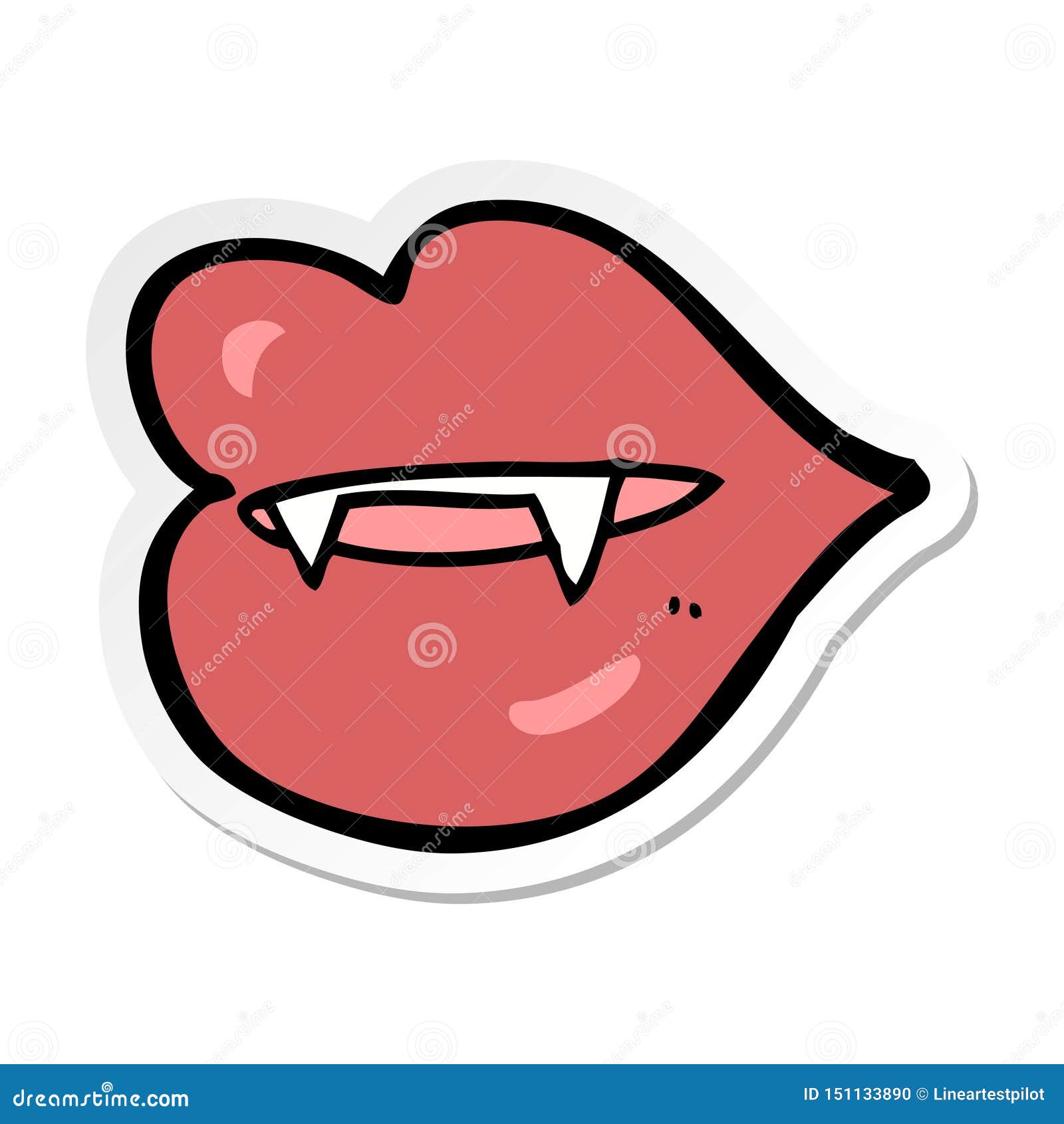 A Creative Sticker of a Cartoon Vampire Fangs Stock Vector ...