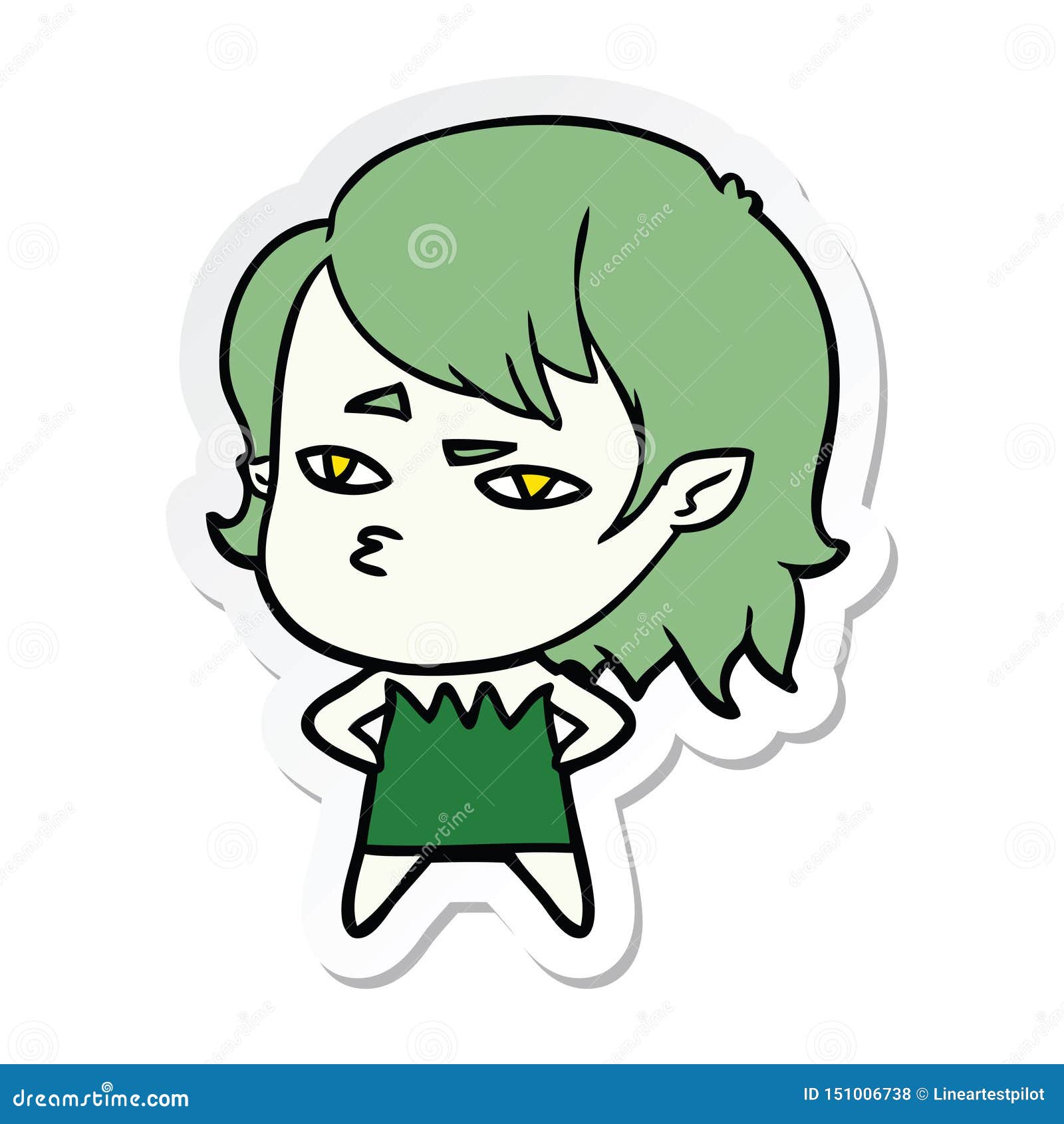 A Creative Sticker of a Cartoon Vampire Girl Stock Vector ...