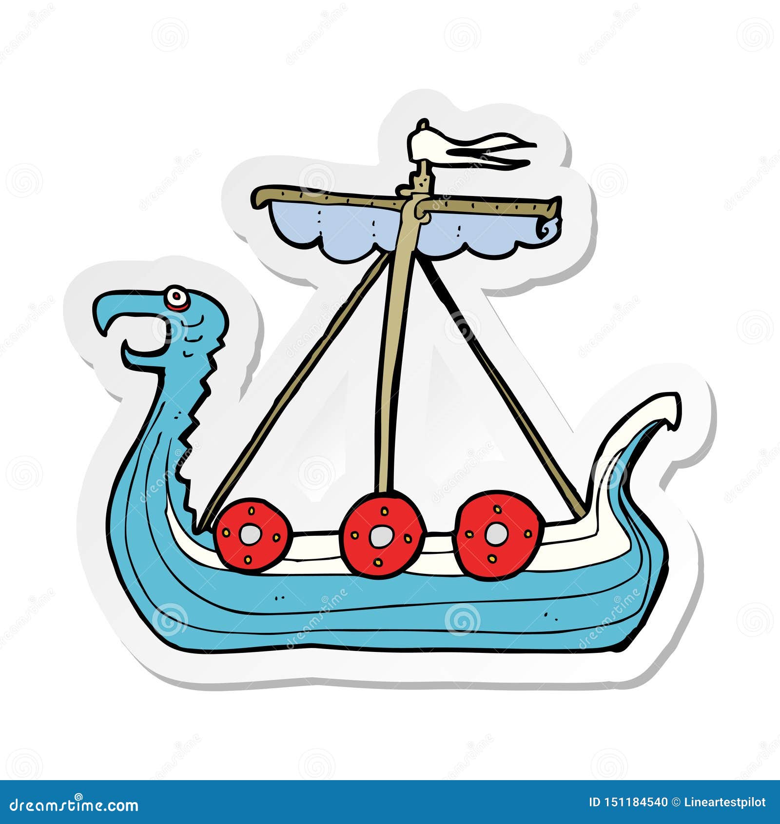 A Creative Sticker of a Cartoon Viking Ship Stock Vector - Illustration ...