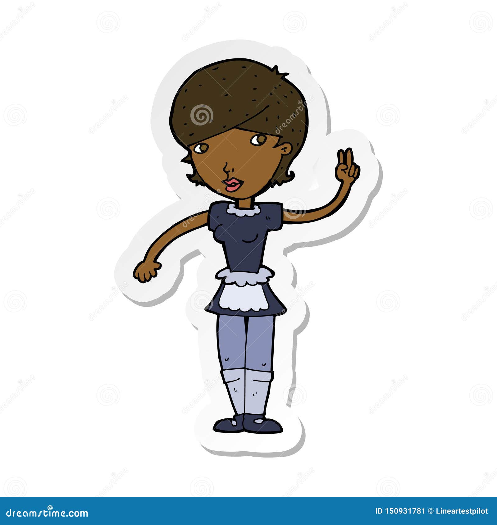 A Creative Sticker of a Cartoon Waitress Taking Order Stock Vector ...