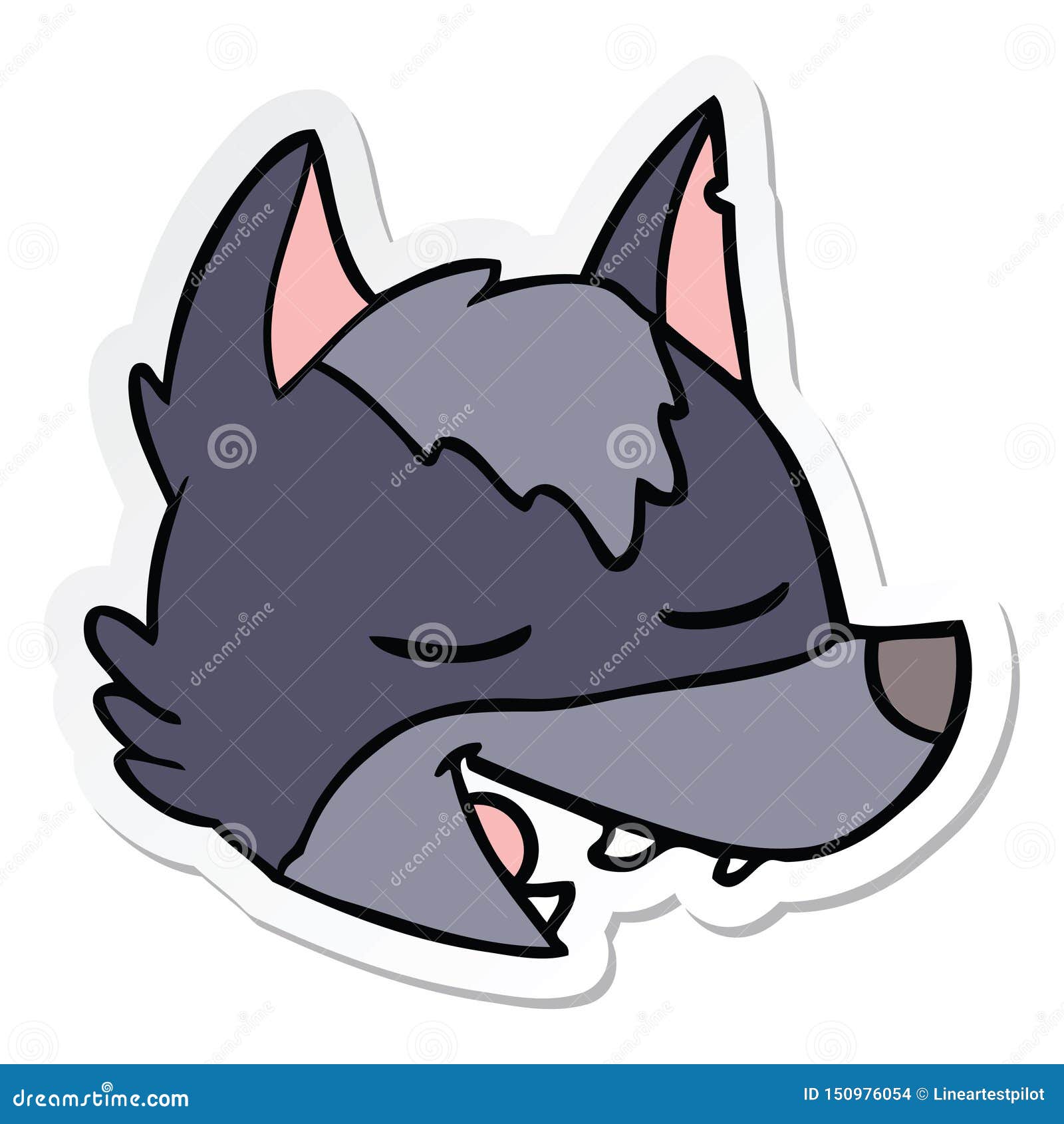 A Creative Sticker of a Cartoon Wolf Face Stock Vector - Illustration ...