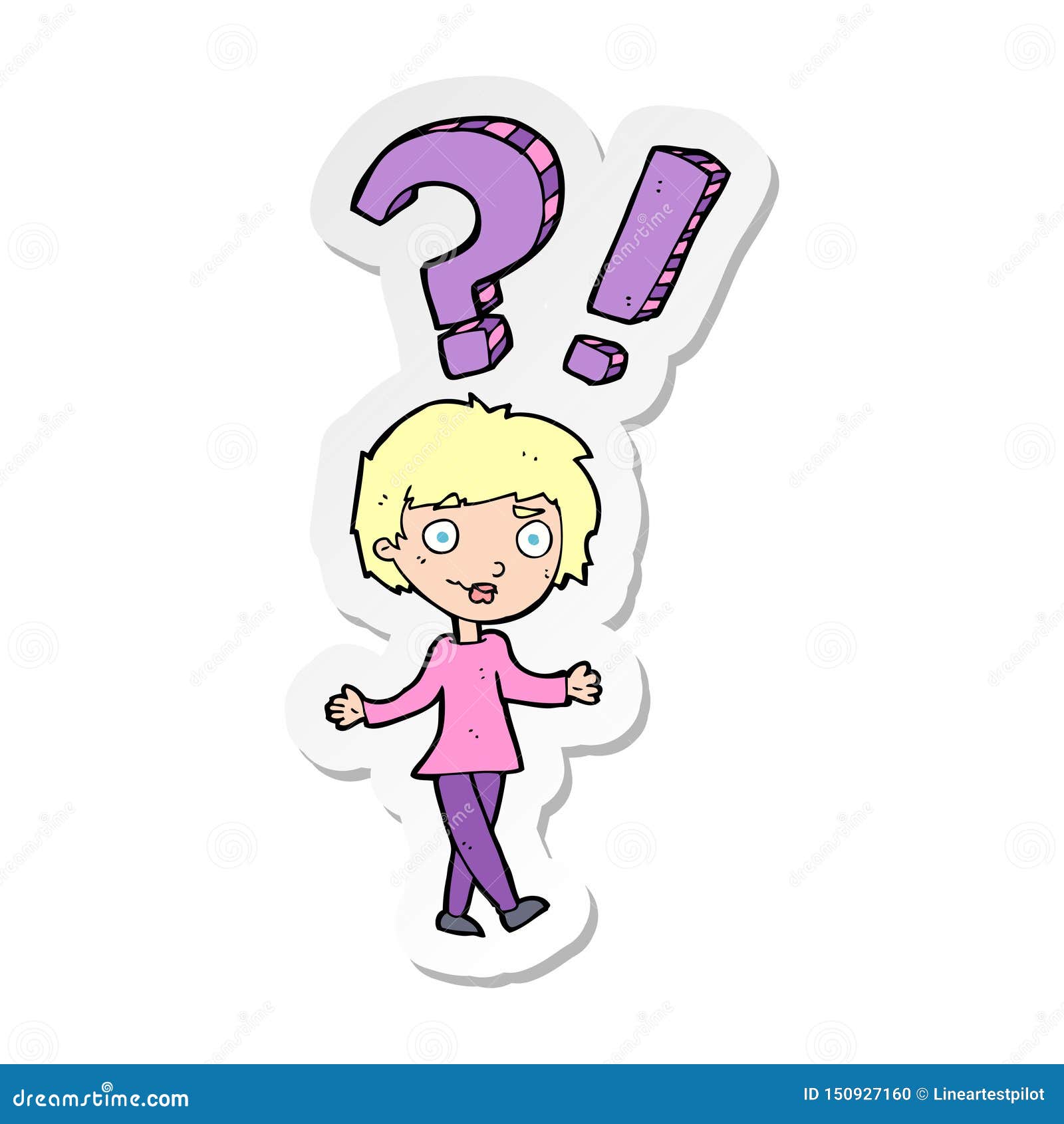 A Creative Sticker of a Cartoon Woman Asking Question Stock Vector ...