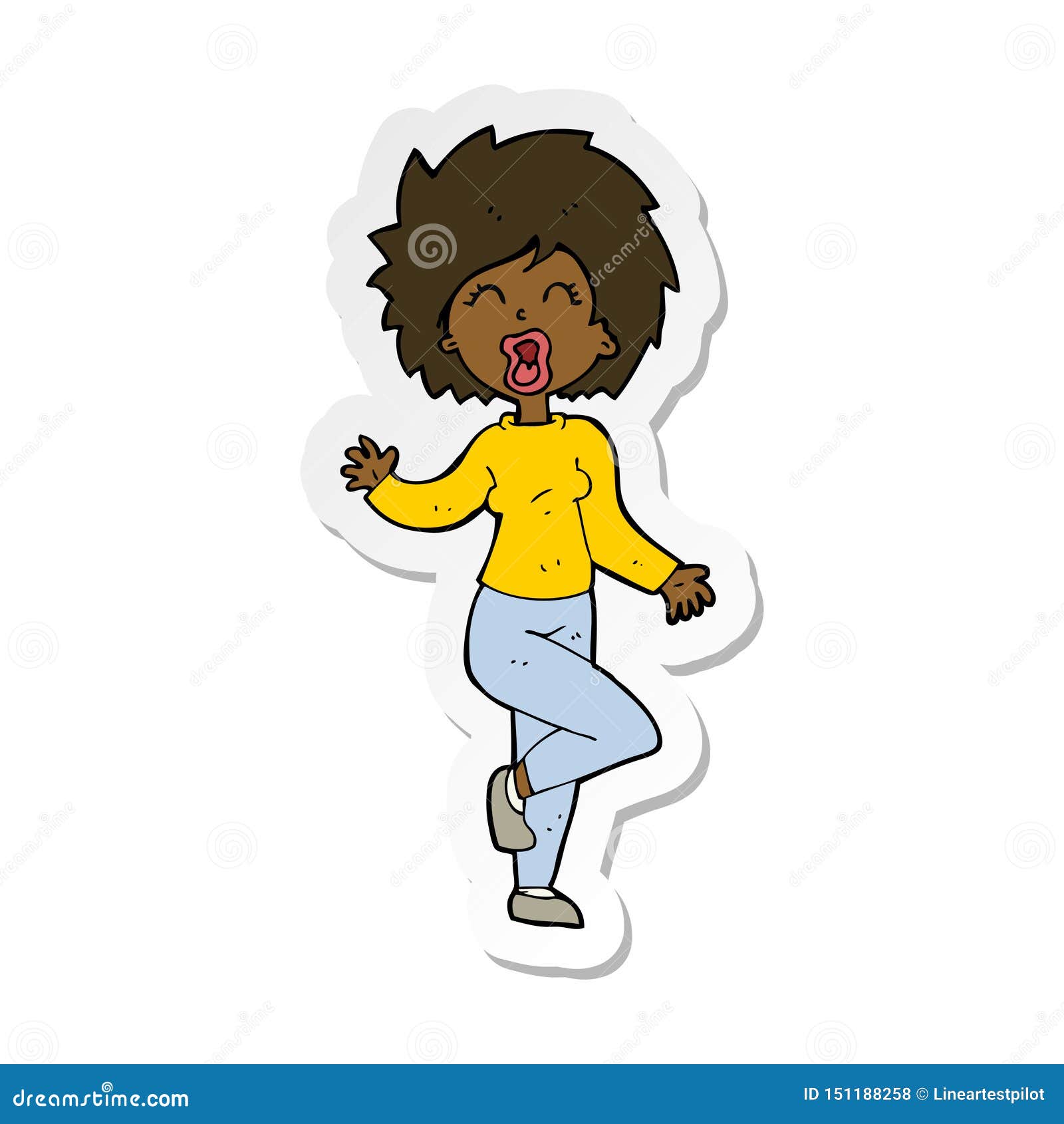 A Creative Sticker of a Cartoon Woman Dancing Stock Vector ...