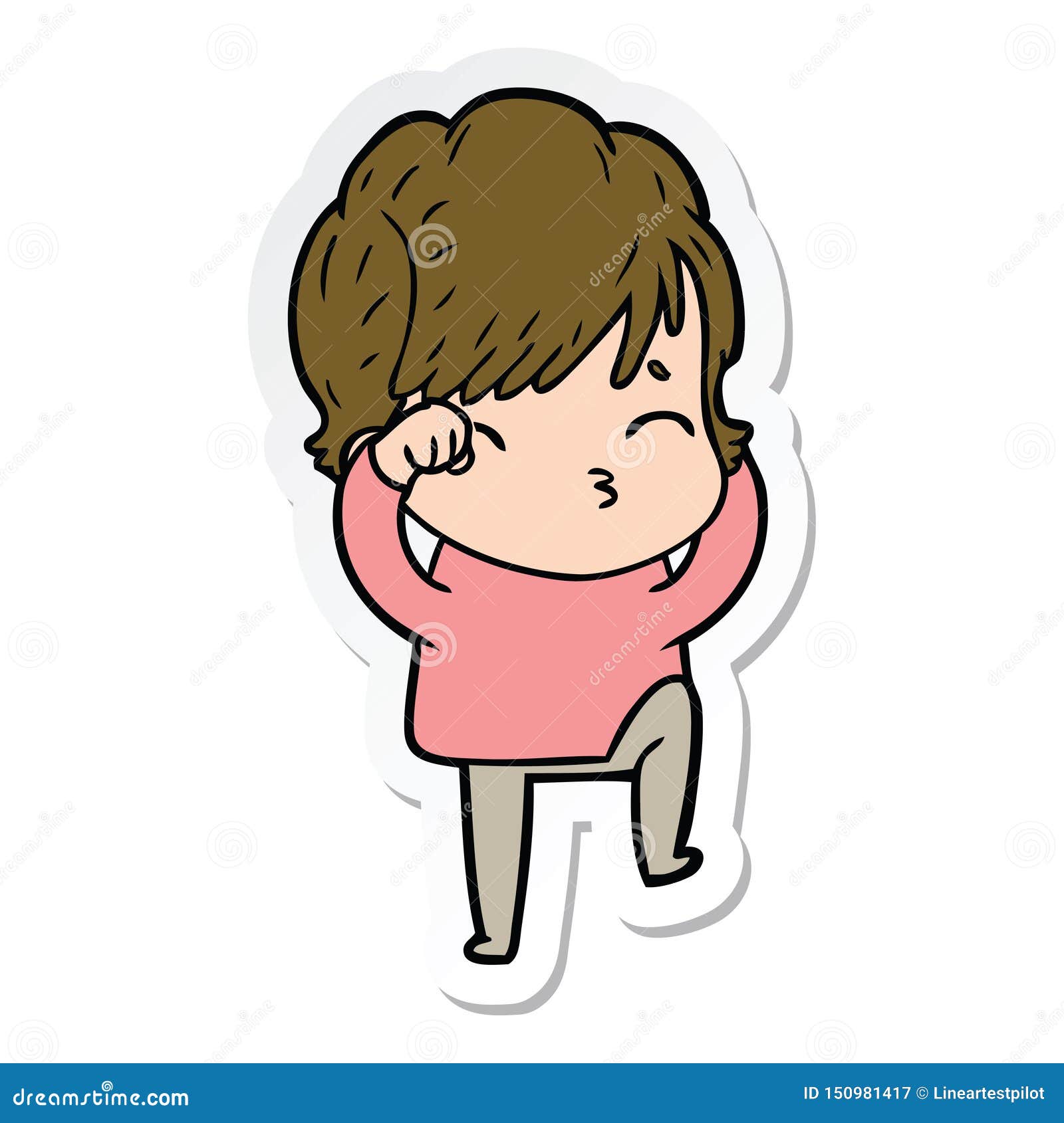 A Creative Sticker of a Cartoon Woman Thinking Stock Vector ...