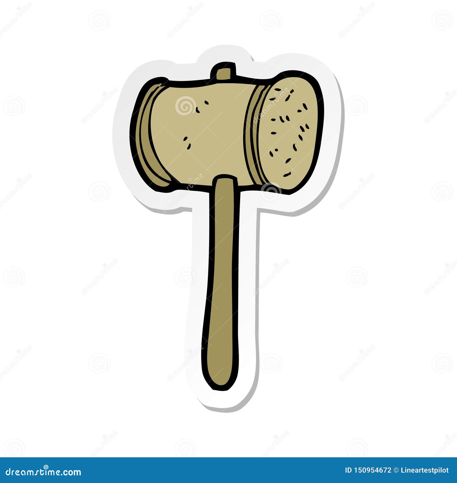 A Creative Sticker of a Cartoon Wooden Hammer Stock Vector ...
