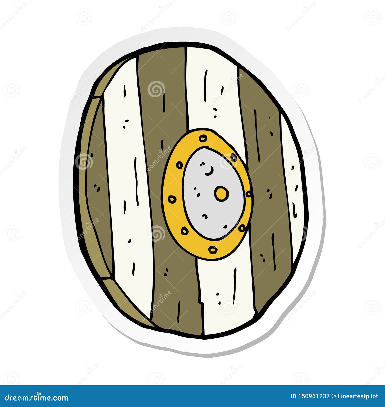 A Creative Sticker of a Cartoon Wooden Shield Stock Vector ...
