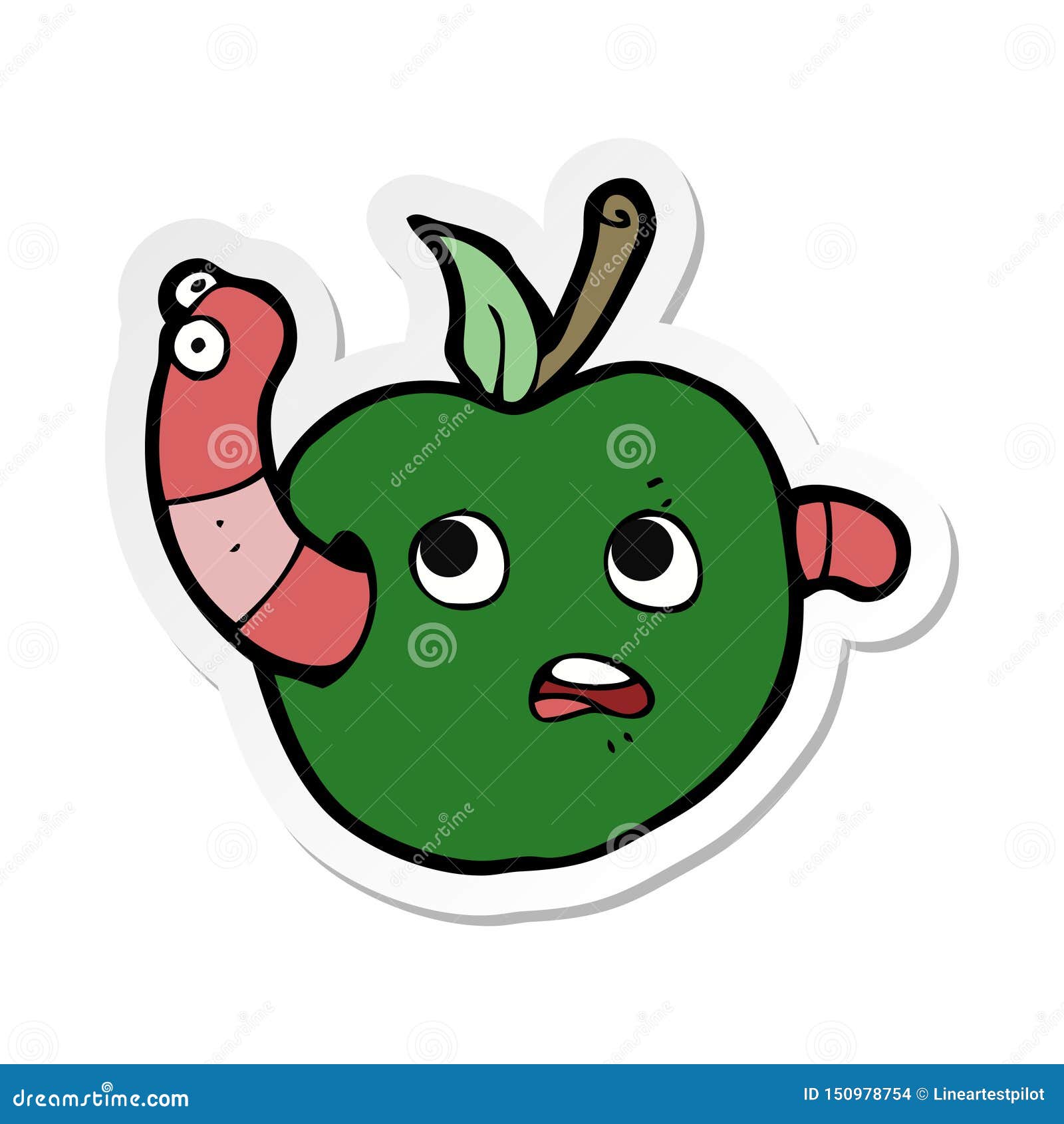 A Creative Sticker of a Cartooon Worm in Apple Stock Vector ...