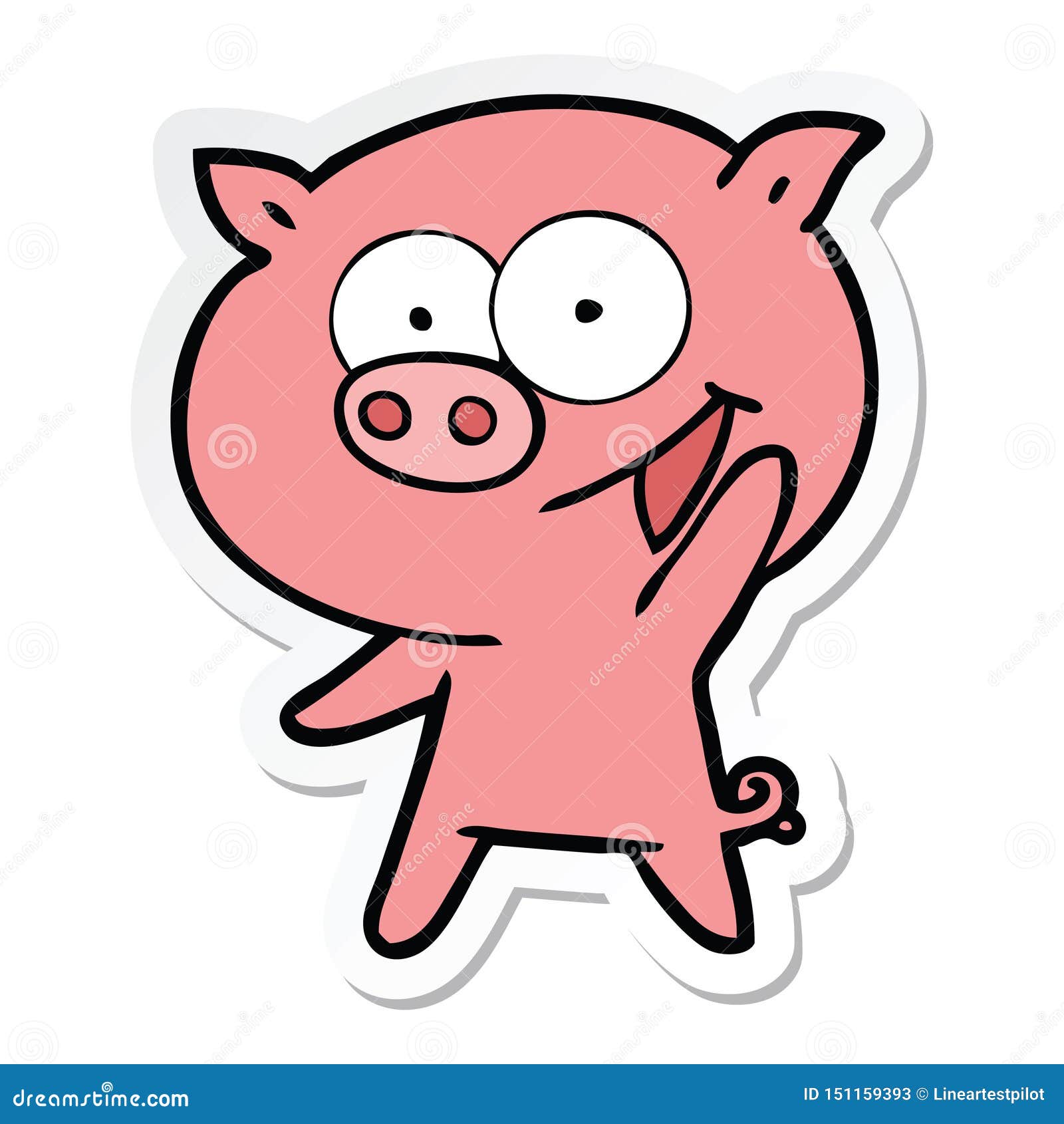 A Creative Sticker of a Cheerful Pig Cartoon Stock Vector ...