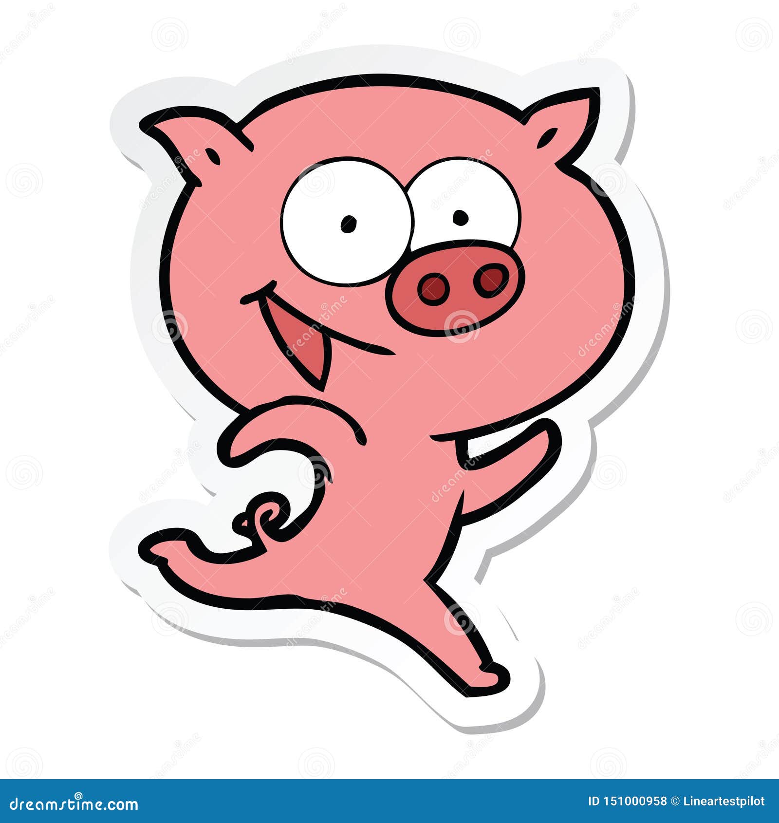 A Creative Sticker of a Cheerful Running Pig Cartoon Stock Vector ...