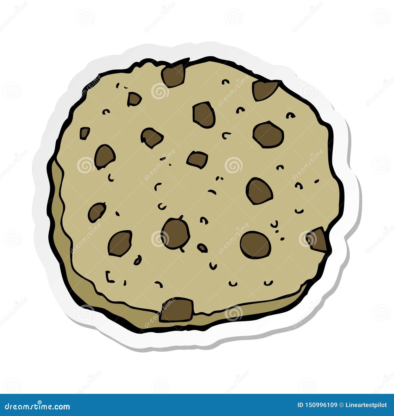 A Creative Sticker of a Chocolate Chip Cookie Cartoon Stock Vector ...