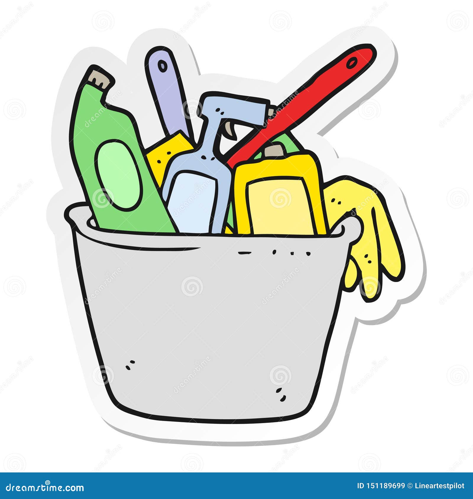 A Creative Sticker of a Cleaning Products Cartoon Stock Vector ...