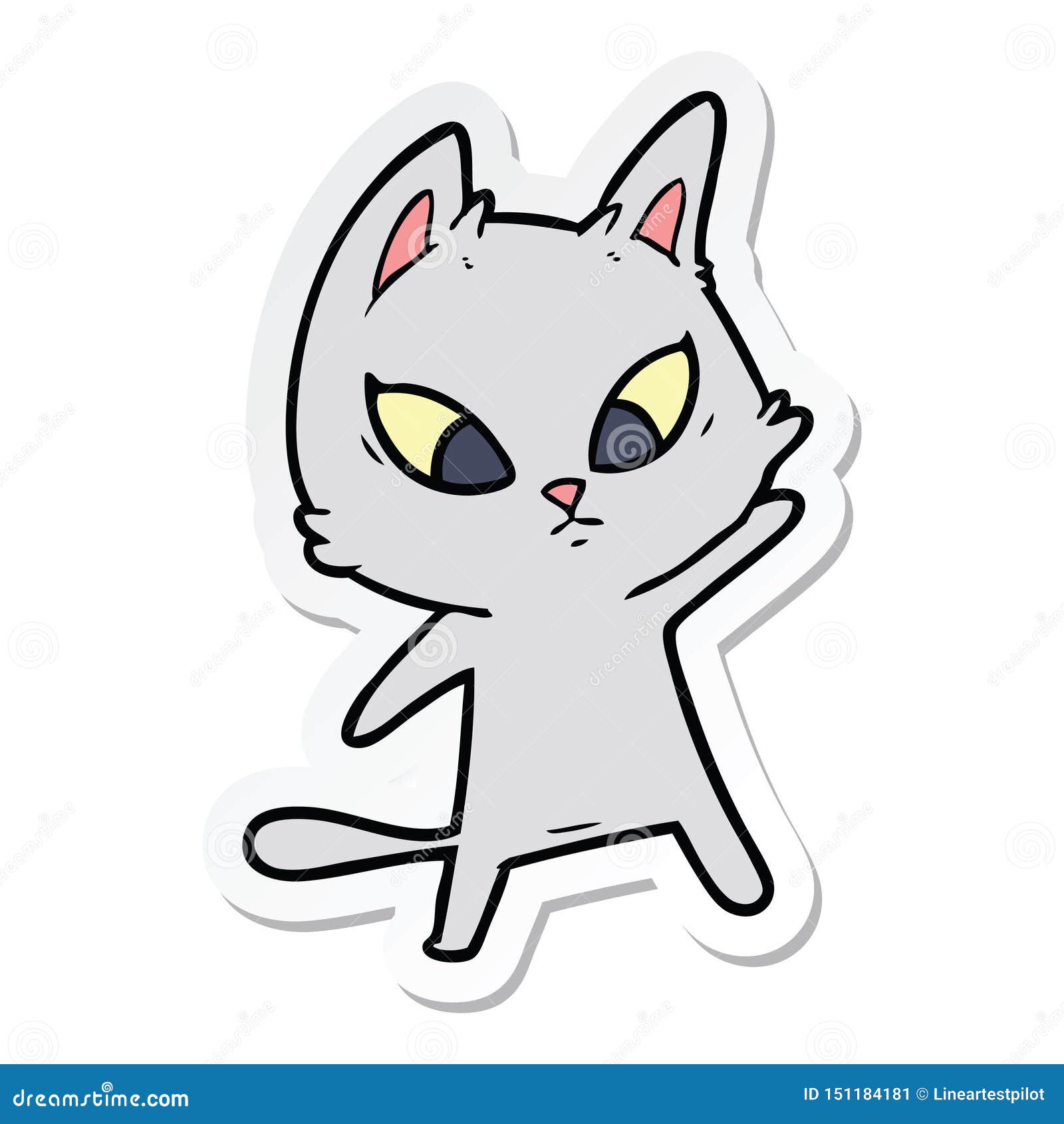 A Creative Sticker of a Confused Cartoon Cat Stock Vector ...