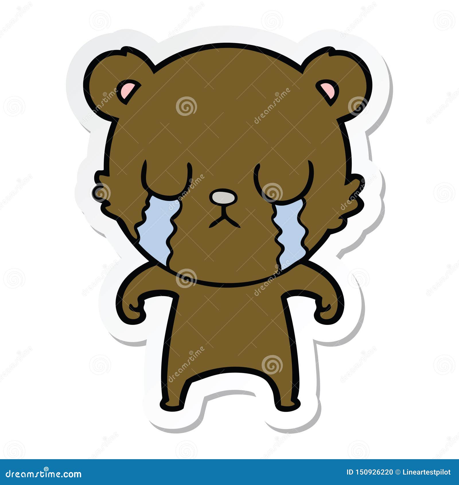 A Creative Sticker of a Crying Cartoon Bear Stock Vector - Illustration ...