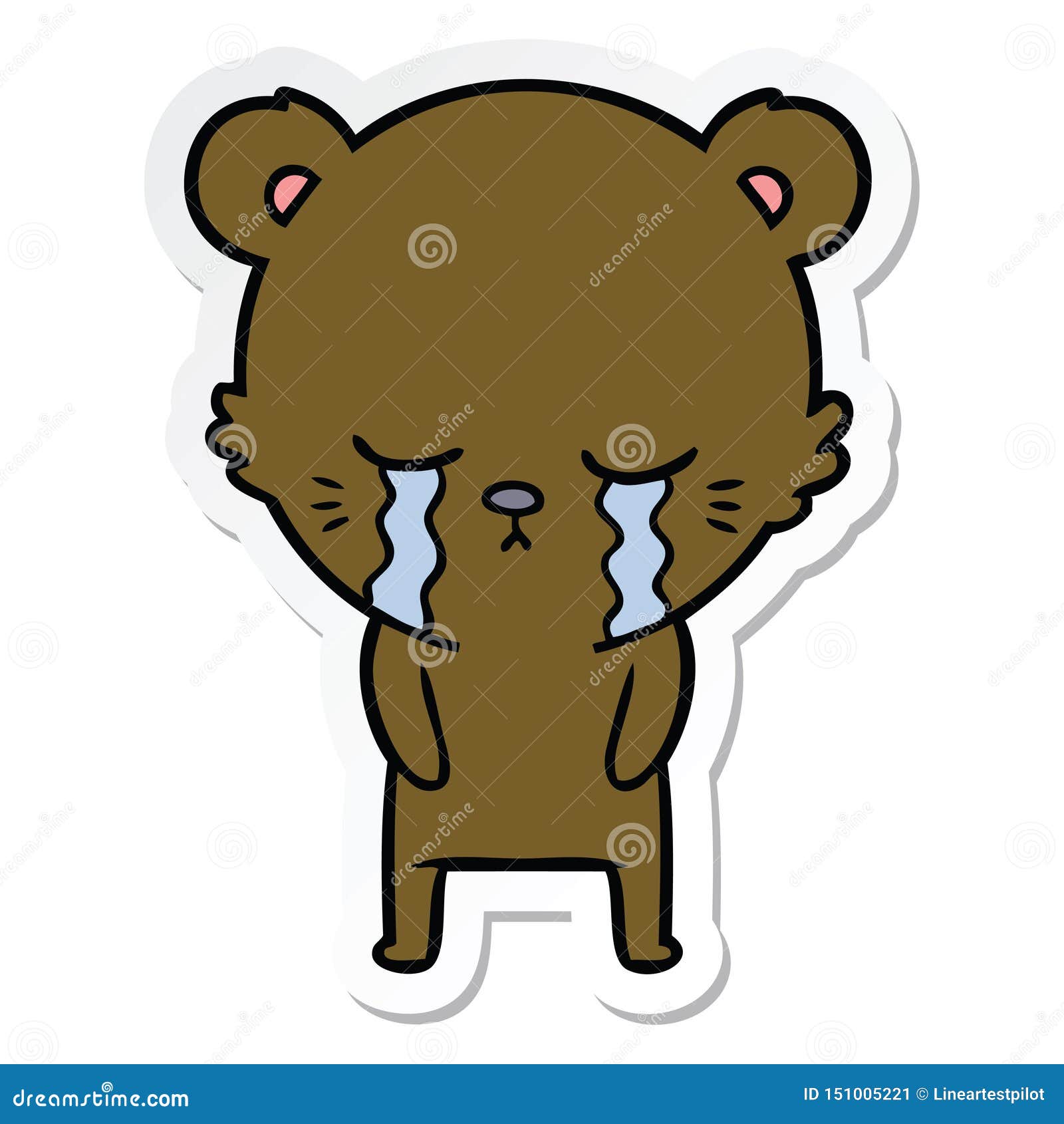 A Creative Sticker of a Crying Cartoon Bear Stock Vector - Illustration ...