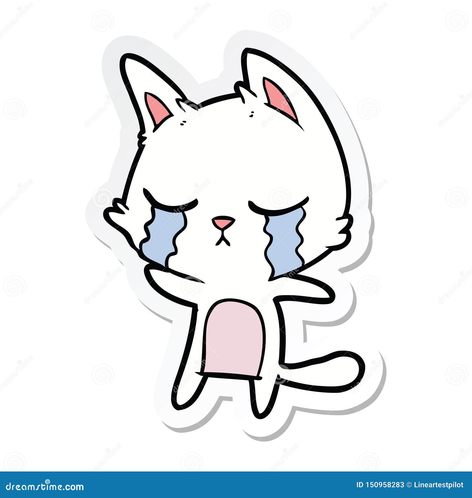 A Creative Sticker of a Crying Cartoon Cat Stock Vector - Illustration ...