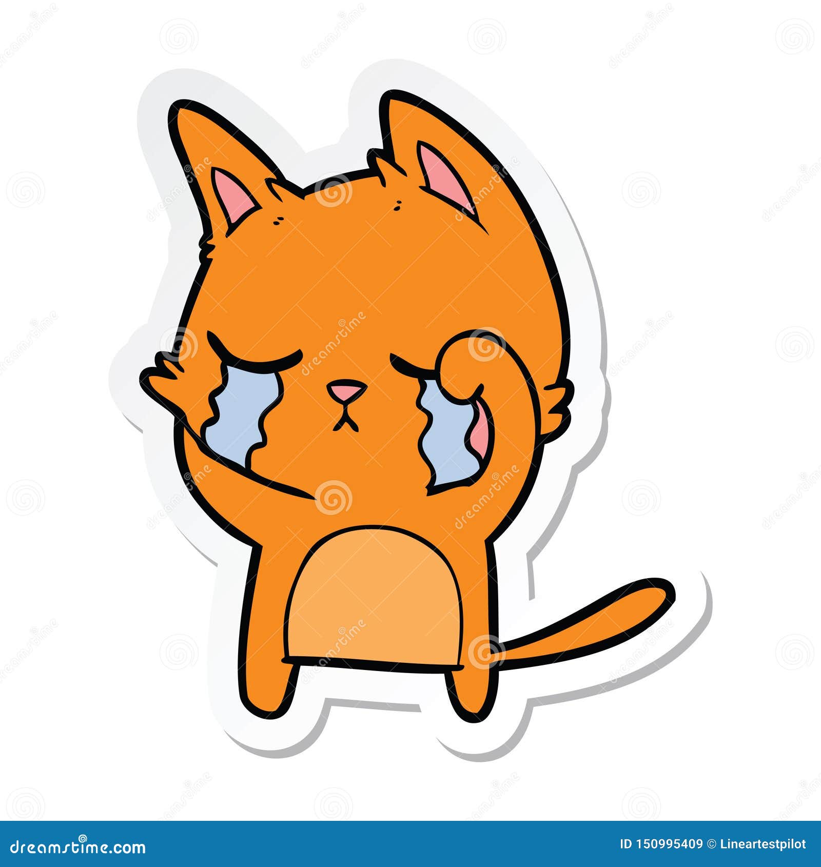 A Creative Sticker of a Crying Cartoon Cat Stock Vector - Illustration ...
