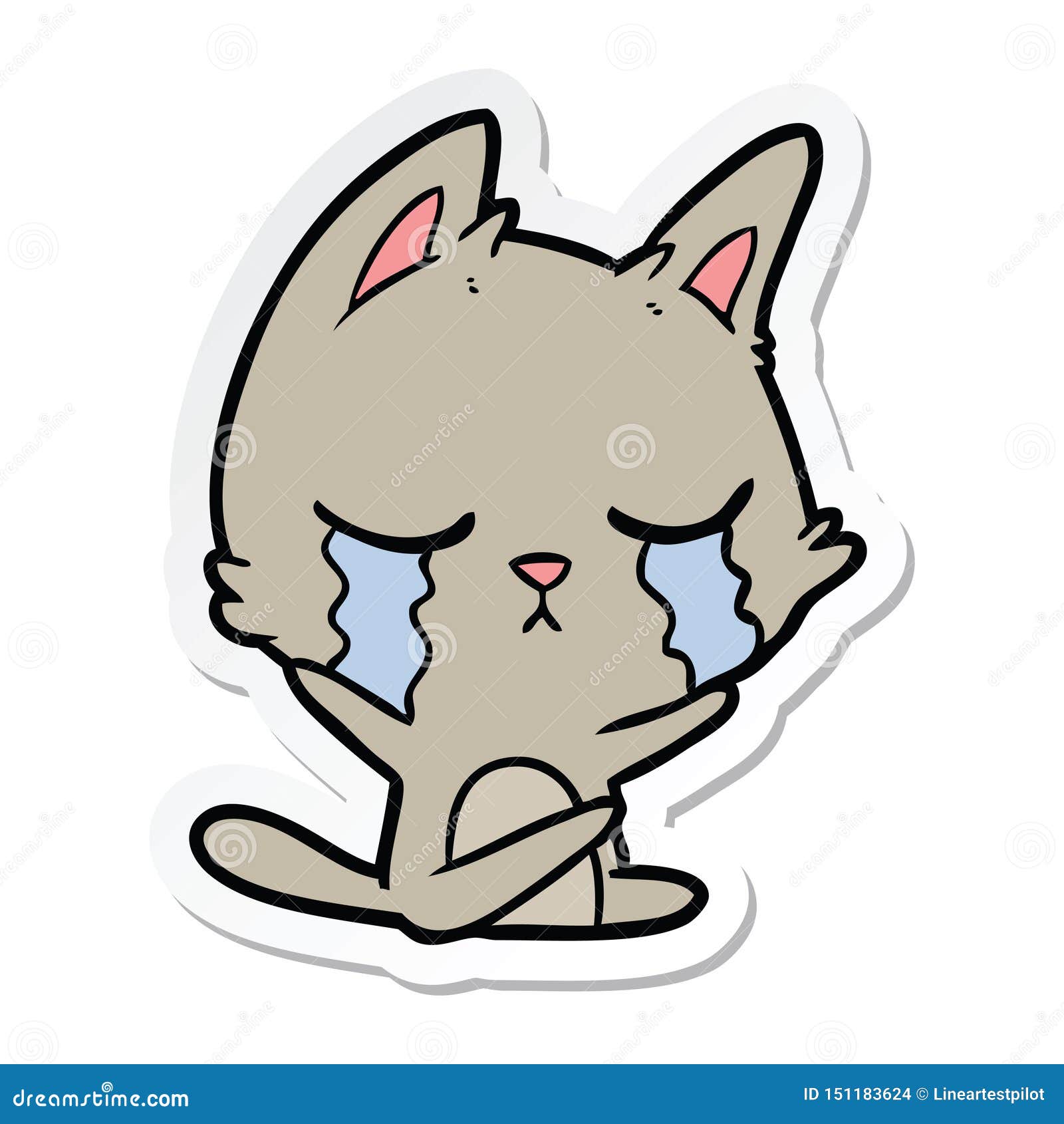 A Creative Sticker of a Crying Cartoon Cat Stock Vector - Illustration ...