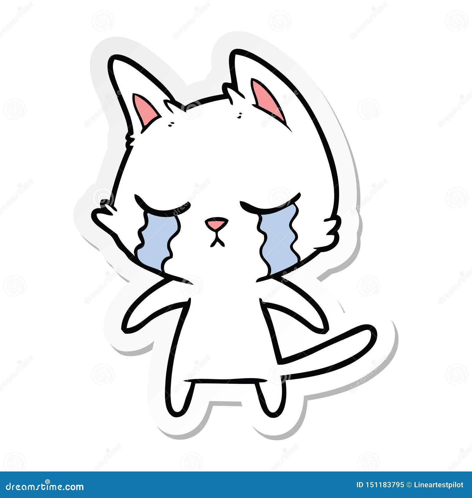 A Creative Sticker of a Crying Cartoon Cat Stock Vector - Illustration ...