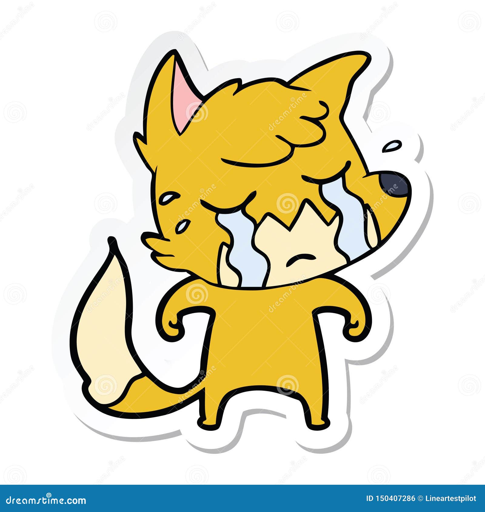 Sticker of a Crying Fox Cartoon Stock Vector - Illustration of ...