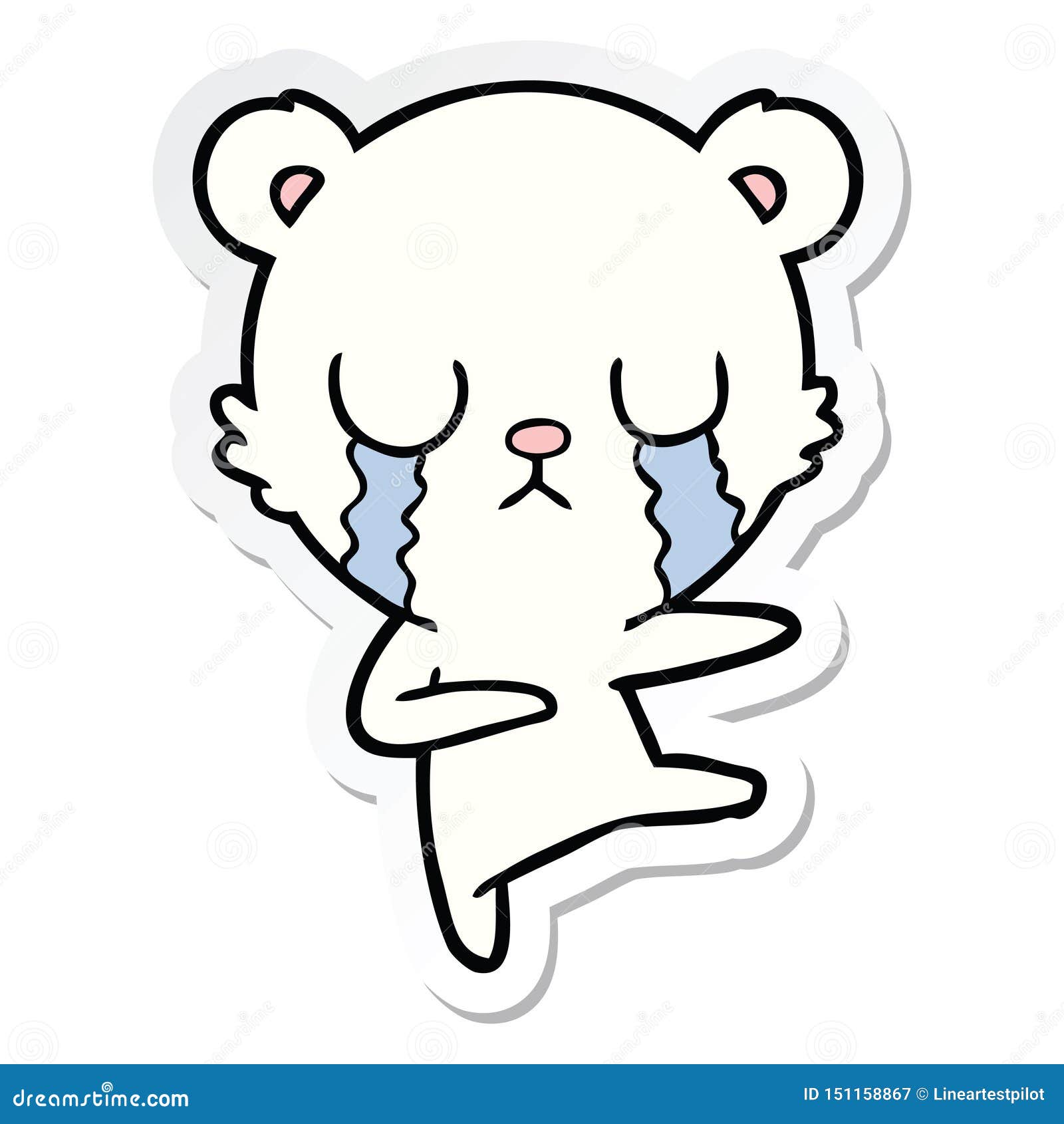 A Creative Sticker of a Crying Polar Bear Cartoon Stock Vector ...