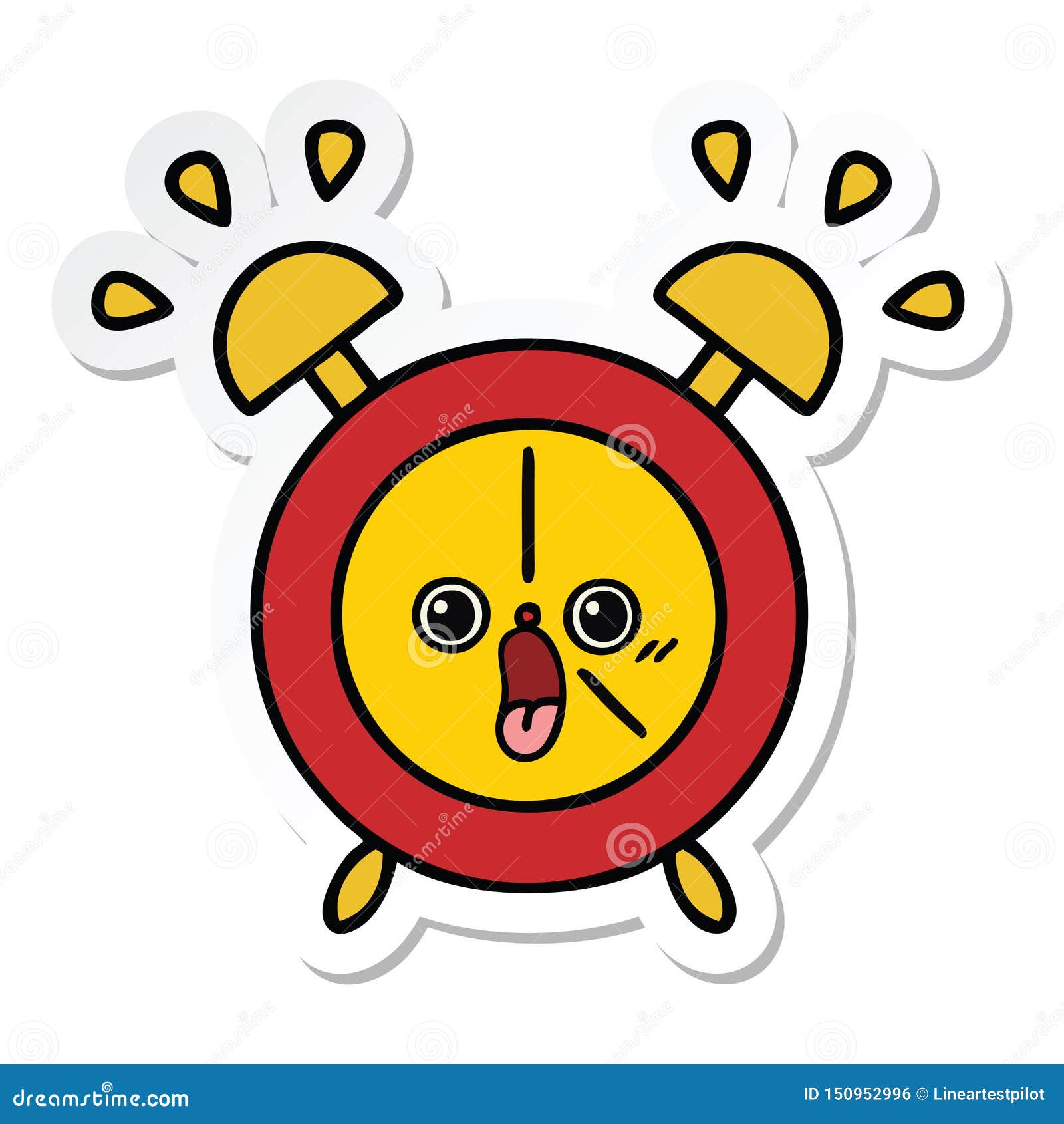 A Creative Sticker of a Cute Cartoon Alarm Clock Stock Vector ...