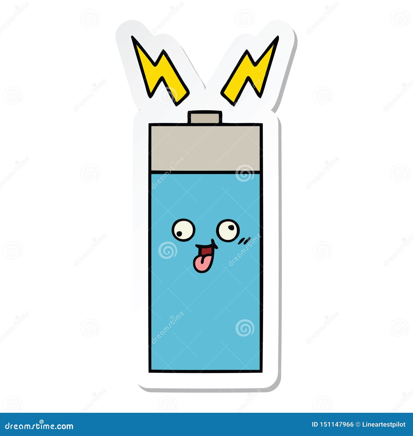 A Creative Sticker of a Cute Cartoon Battery Stock Vector ...