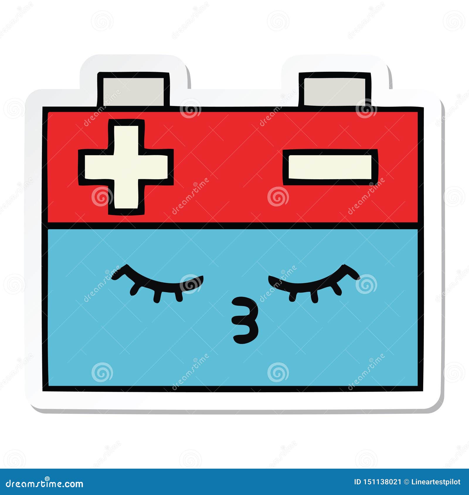 A Creative Sticker of a Cute Cartoon Car Battery Stock Vector ...