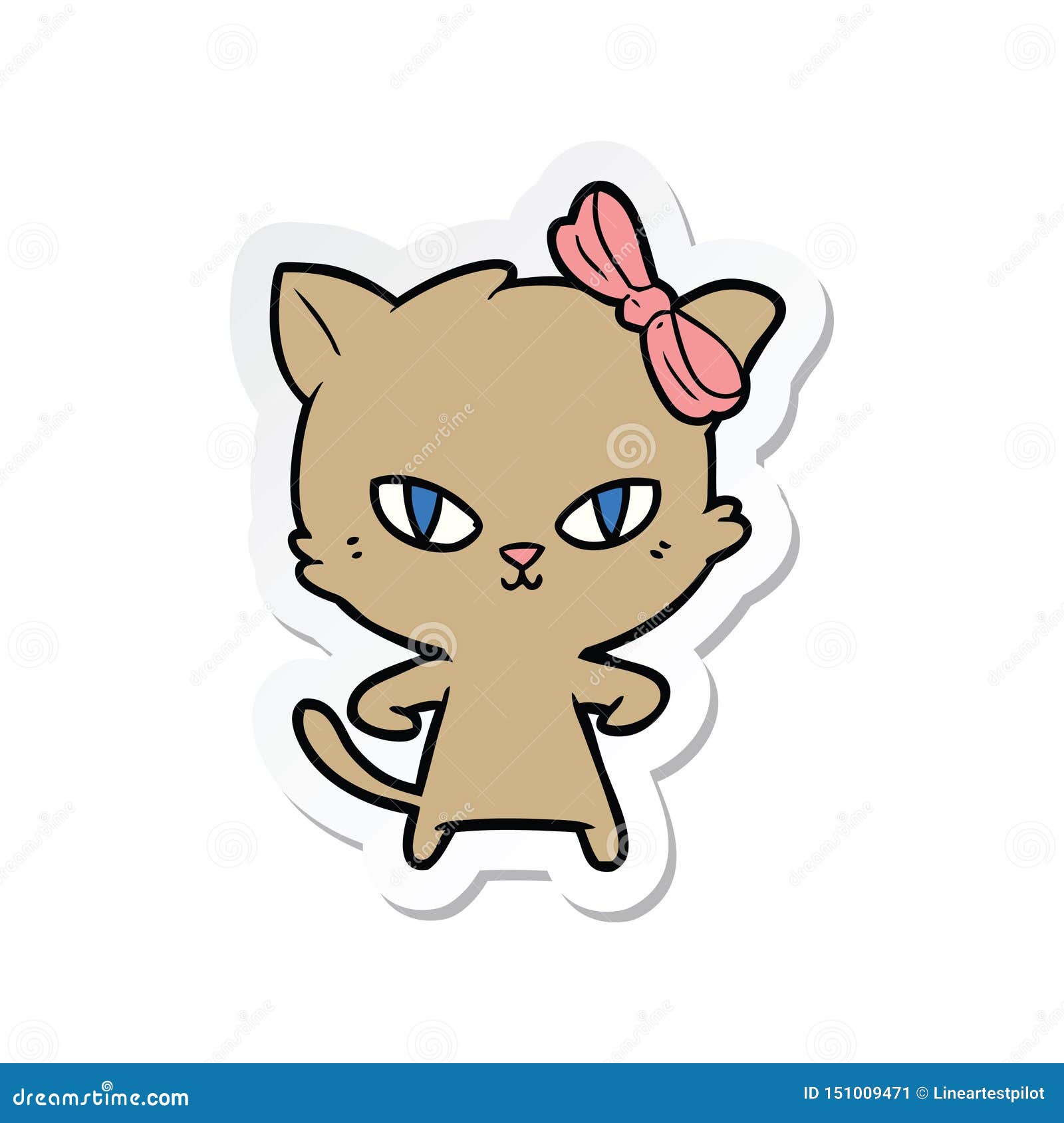 A Creative Sticker of a Cute Cartoon Cat Stock Vector - Illustration of ...