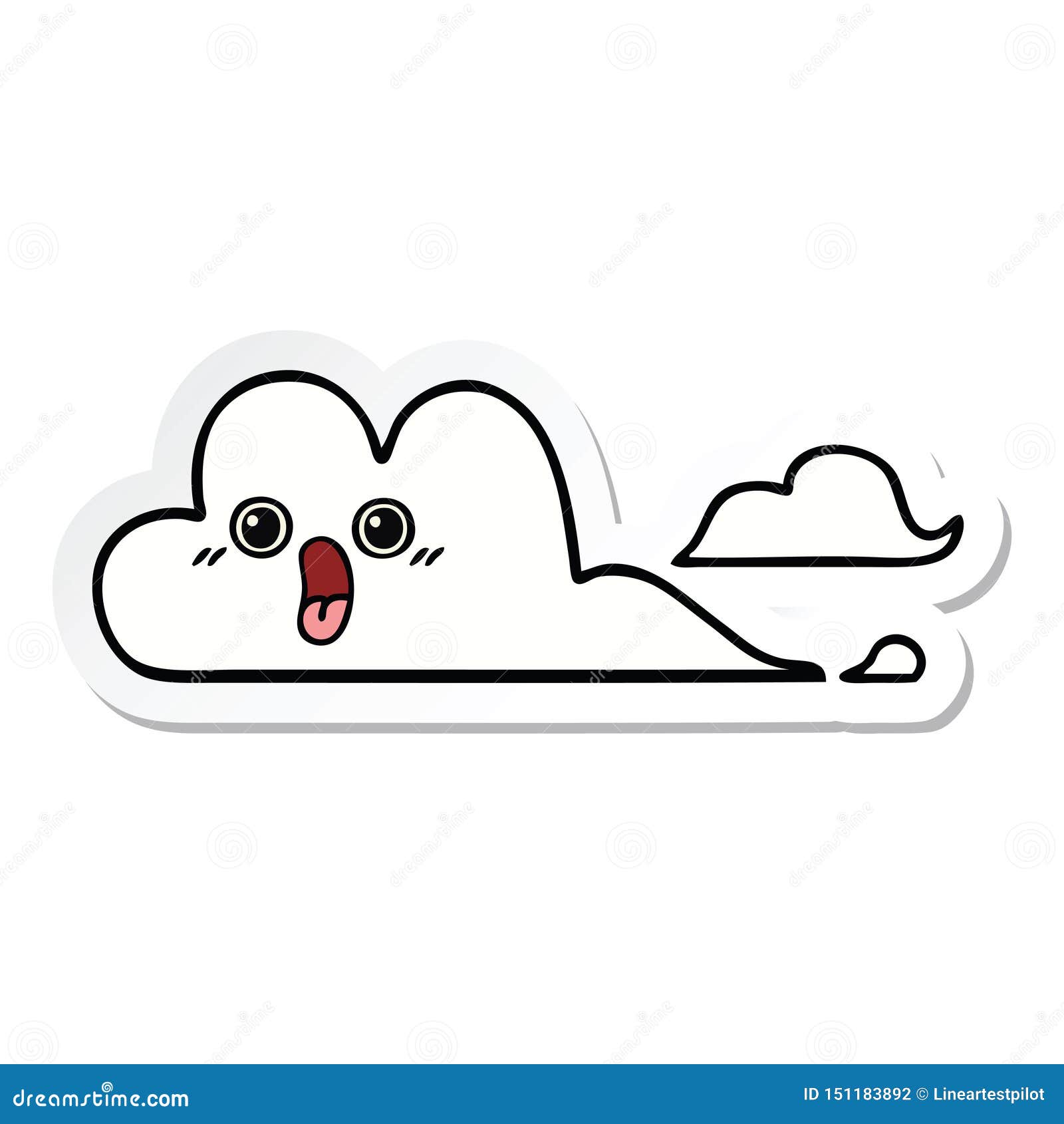 A Creative Sticker of a Cute Cartoon Clouds Stock Vector - Illustration ...