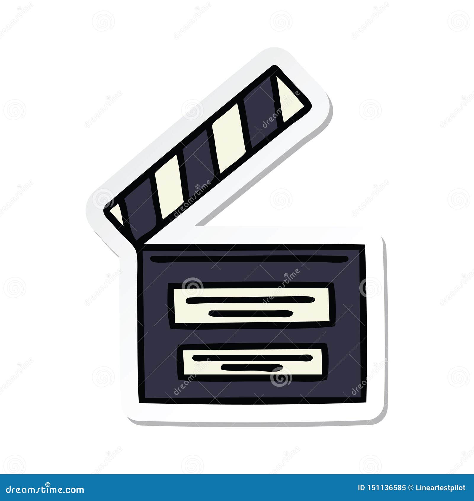 A Creative Sticker of a Cute Cartoon Director Clapper Stock Vector ...