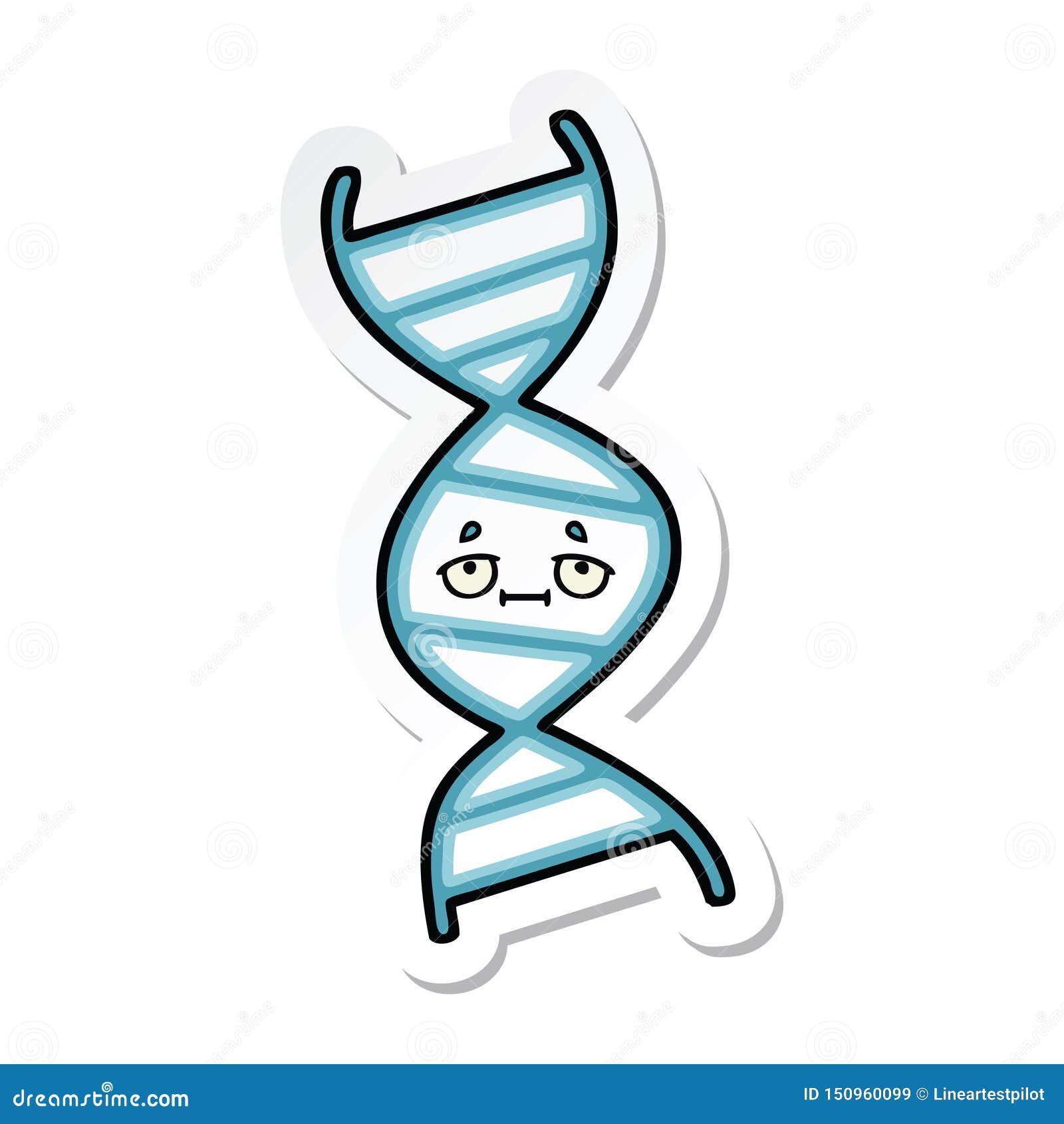A Creative Sticker of a Cute Cartoon DNA Strand Stock Vector ...
