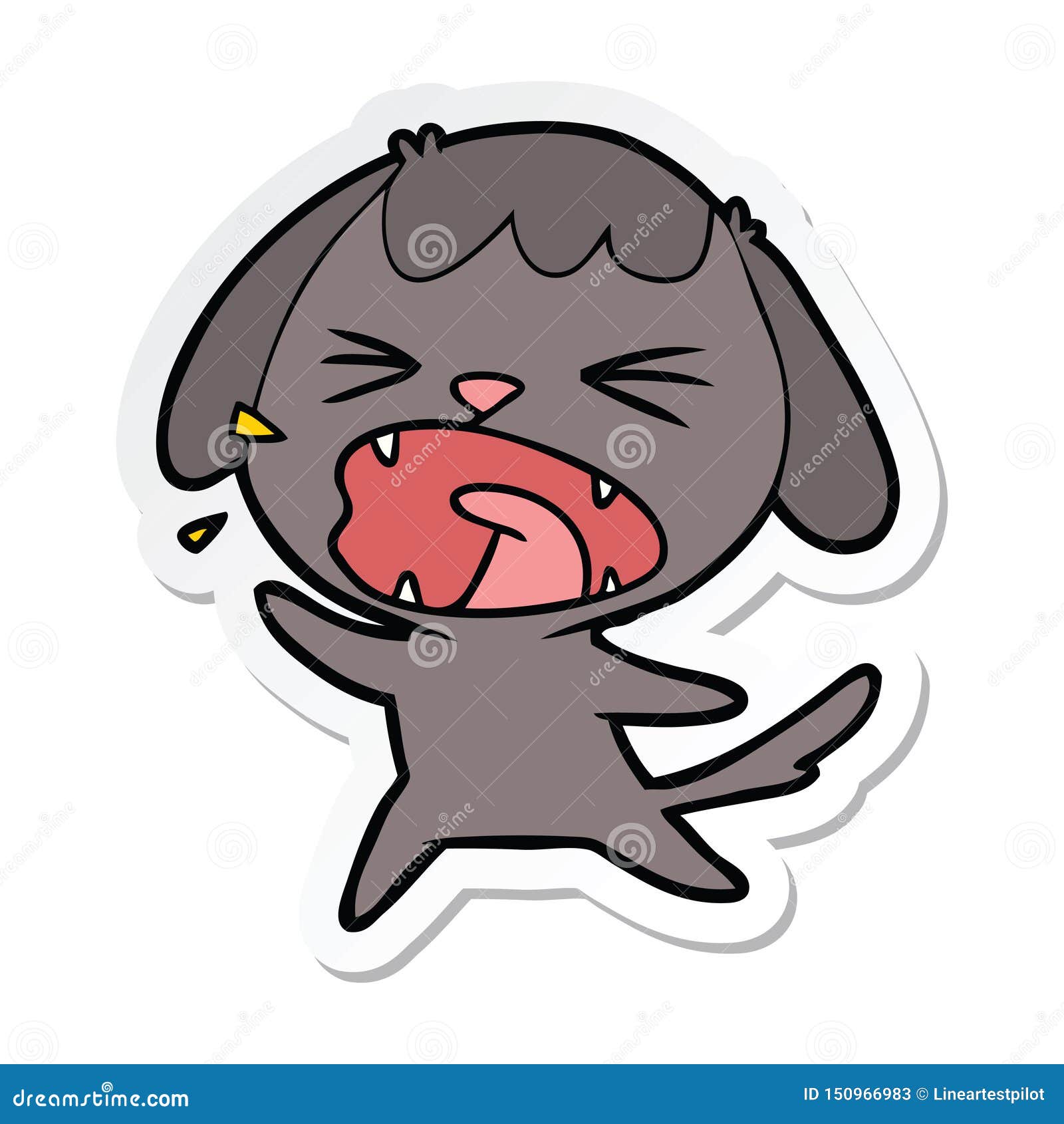 A Creative Sticker of a Cute Cartoon Dog Barking Stock Vector ...