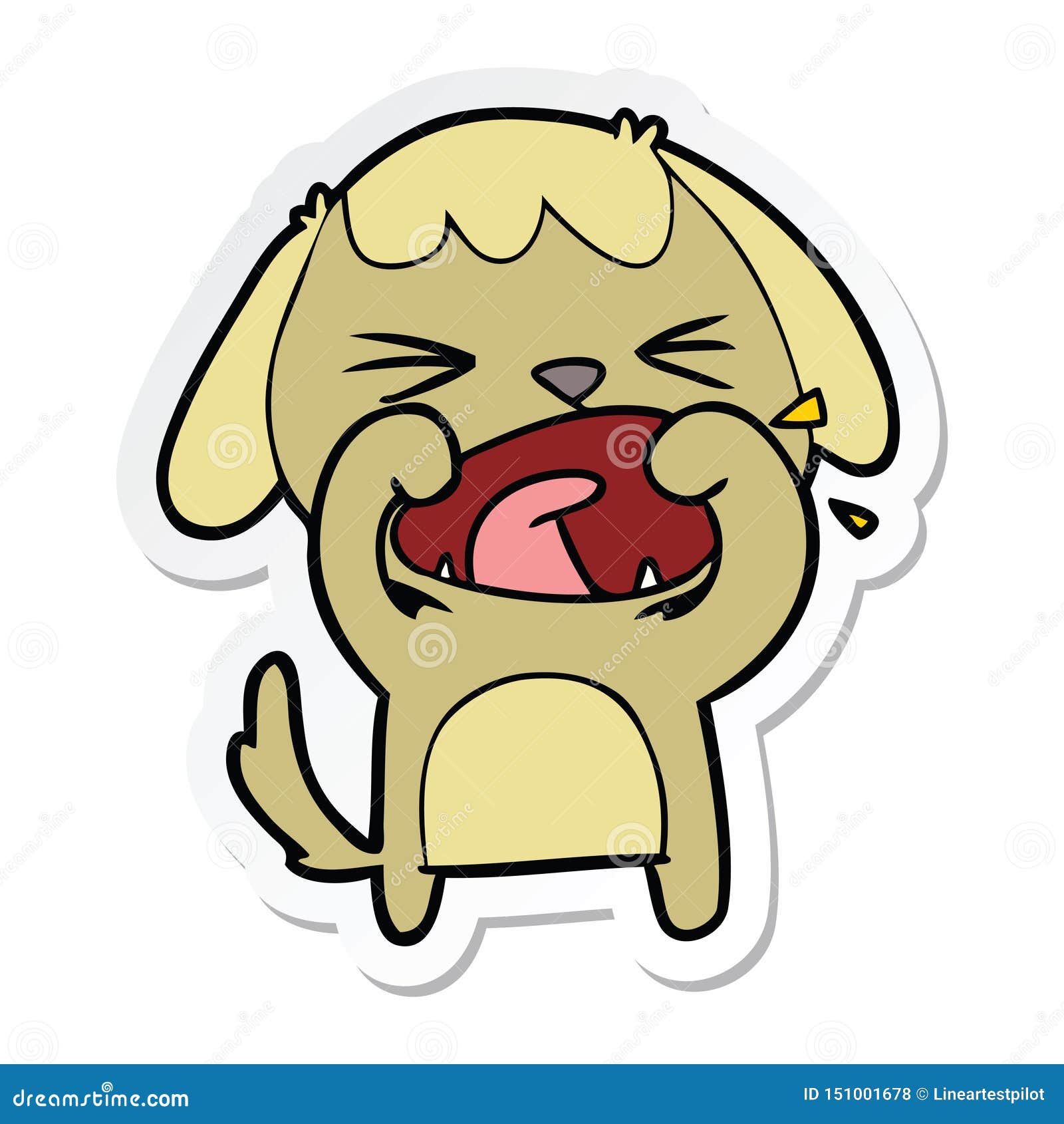 A Creative Sticker of a Cute Cartoon Dog Barking Stock Vector ...