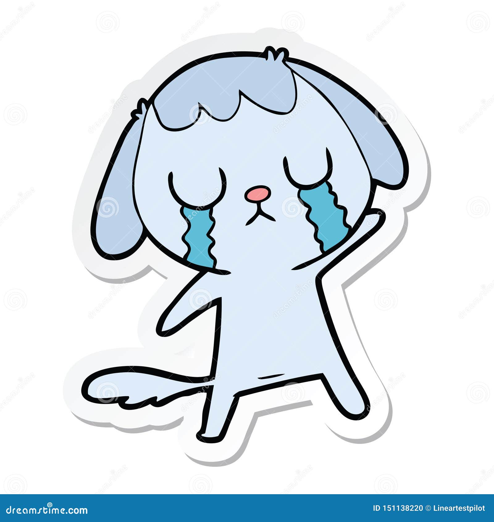 A Creative Sticker of a Cute Cartoon Dog Crying Stock Vector ...