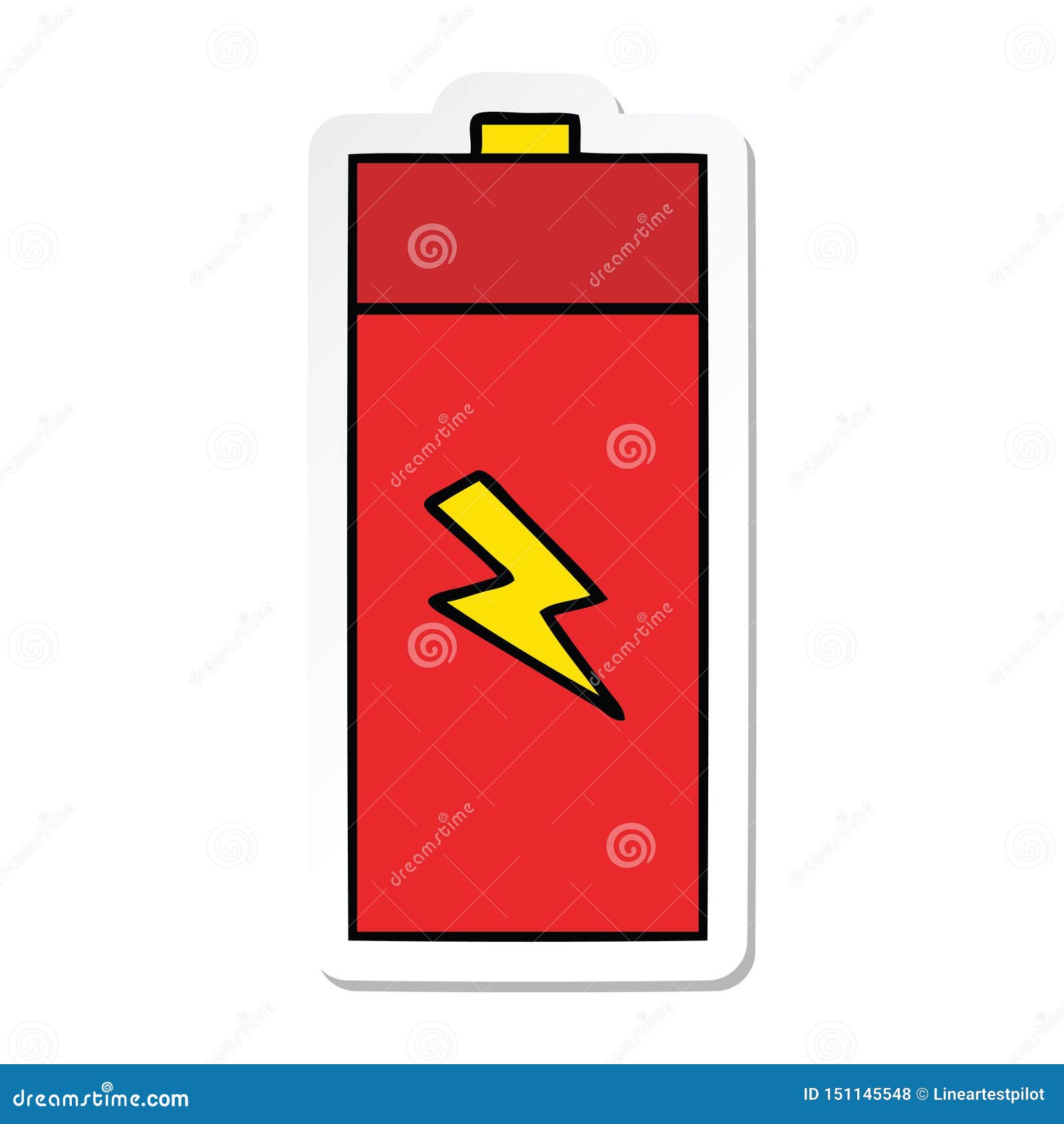 A Creative Sticker of a Cute Cartoon Electrical Battery Stock Vector ...