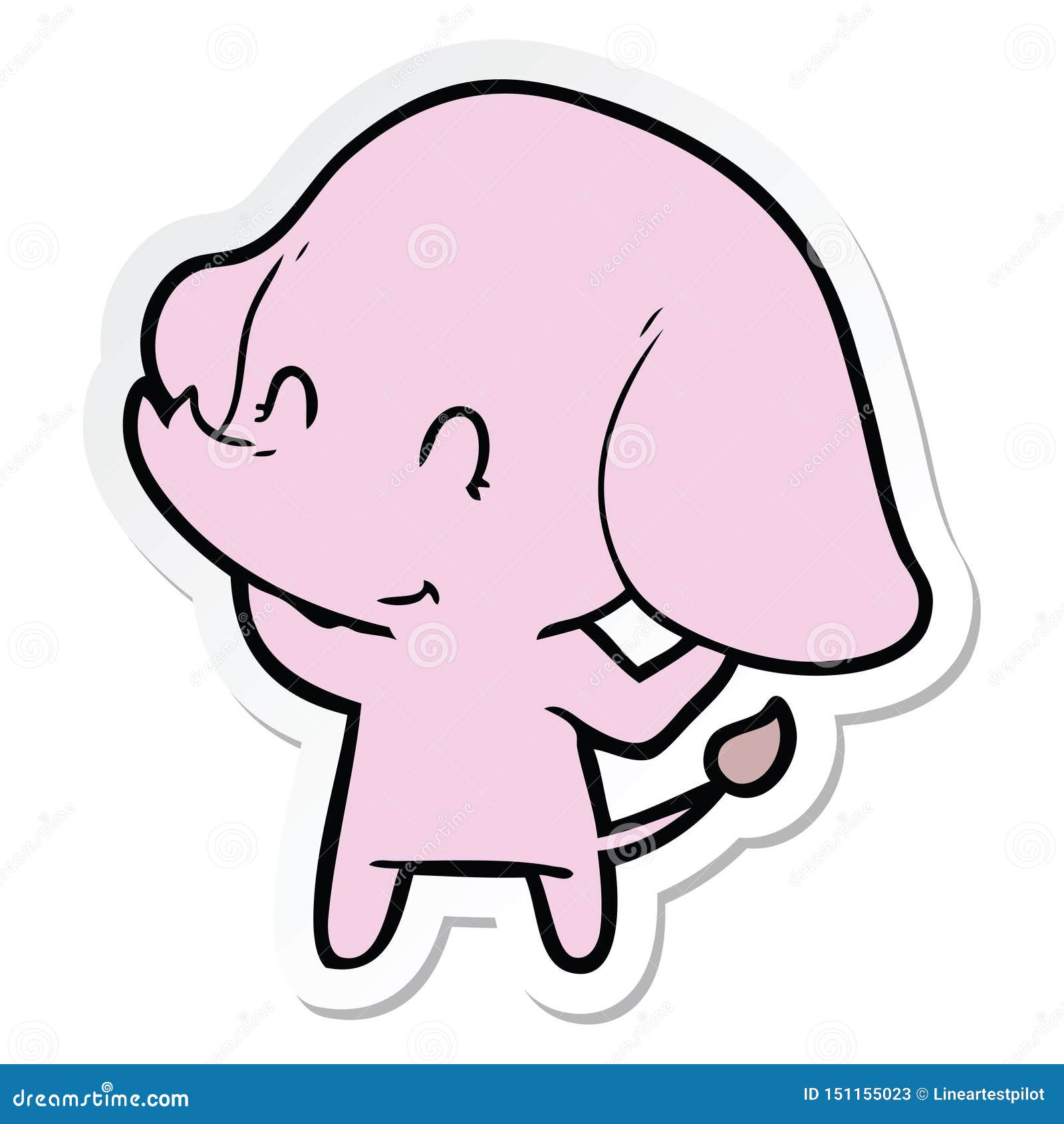 A Creative Sticker of a Cute Cartoon Elephant Stock Vector ...