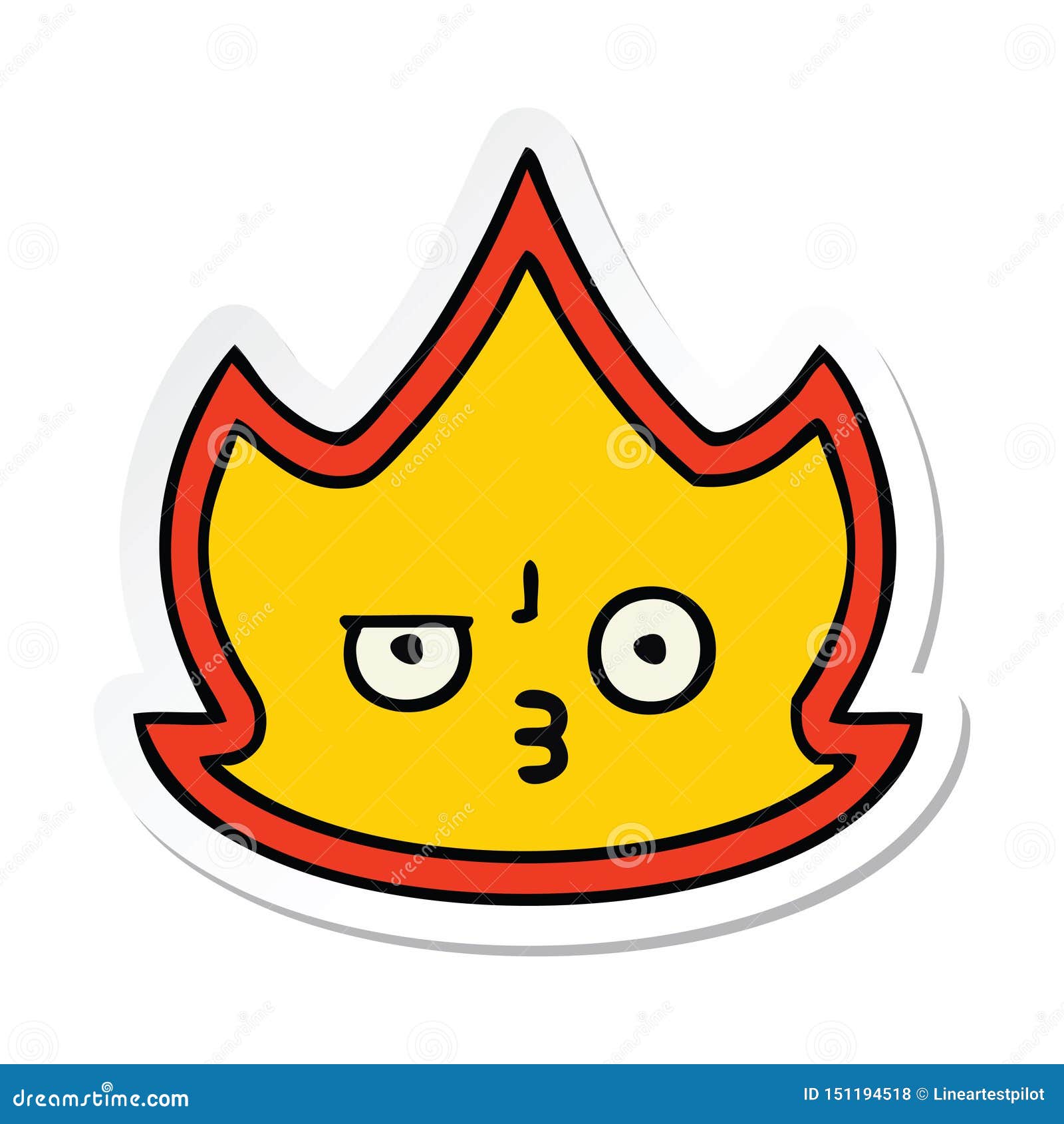 A Creative Sticker of a Cute Cartoon Fire Flame Stock Vector ...